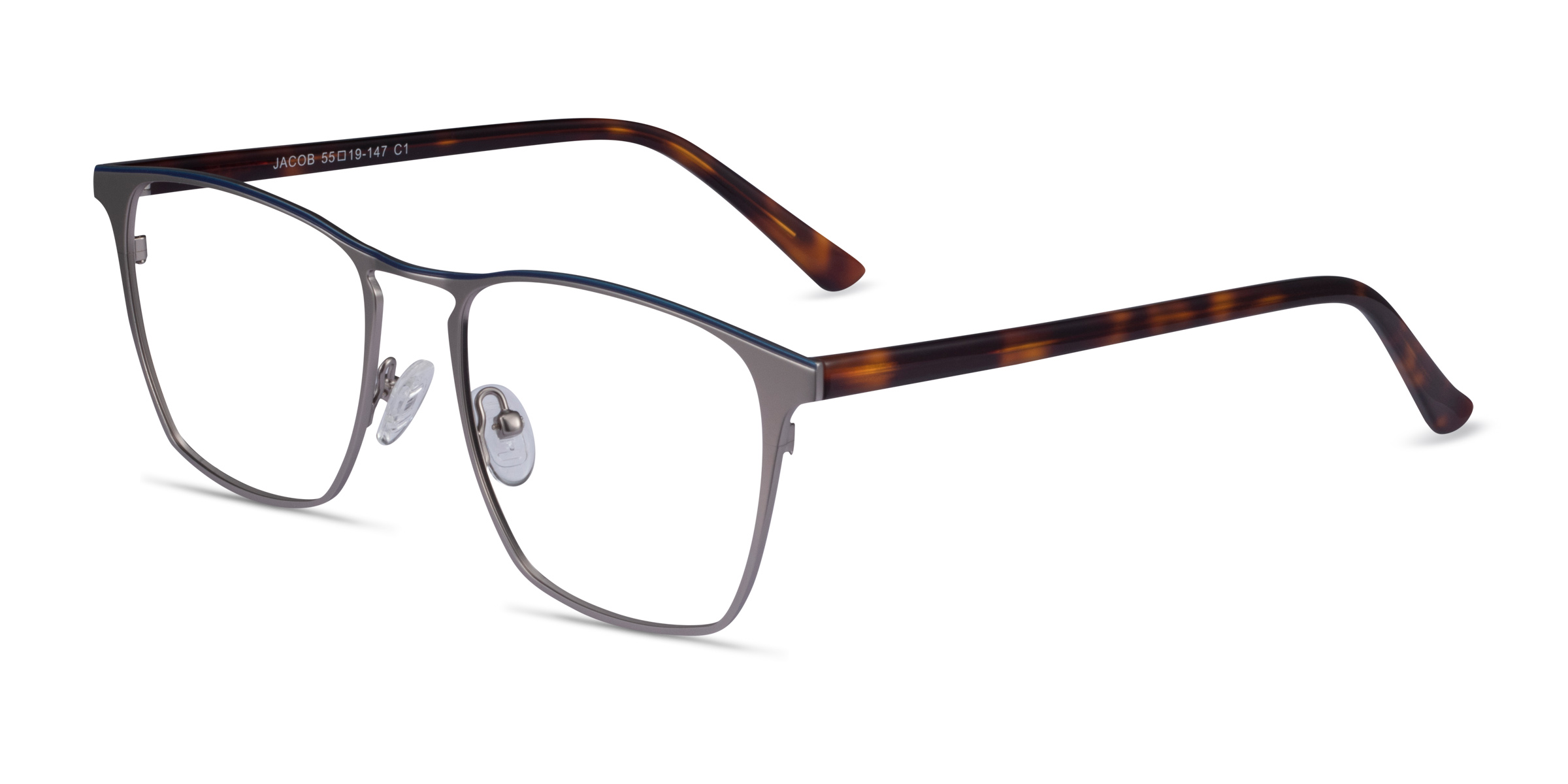 Jacob Rectangle Gunmetal And Tortoise Glasses For Men Eyebuydirect