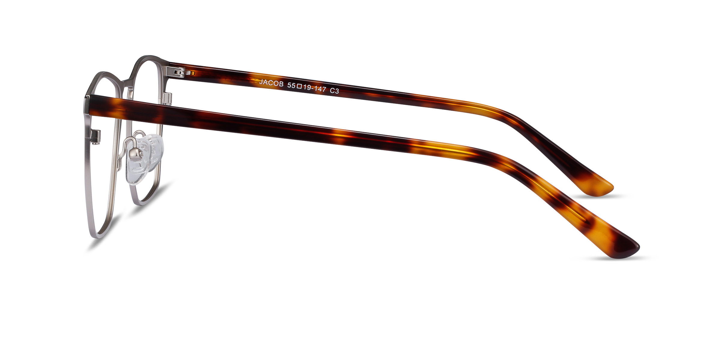 Jacob Rectangle Silver & Tortoise Glasses for Men | Eyebuydirect