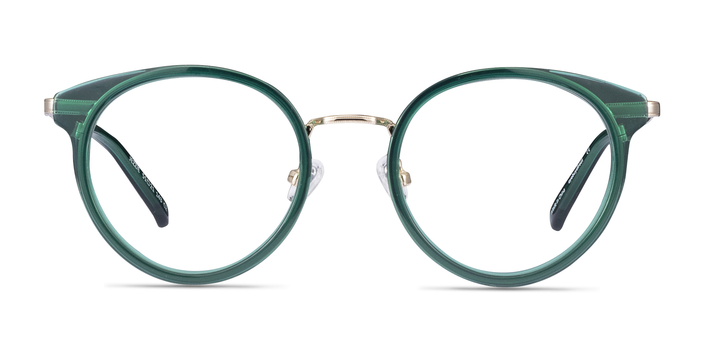 Jezzie Round Emerald Green & Gold Glasses for Women | Eyebuydirect