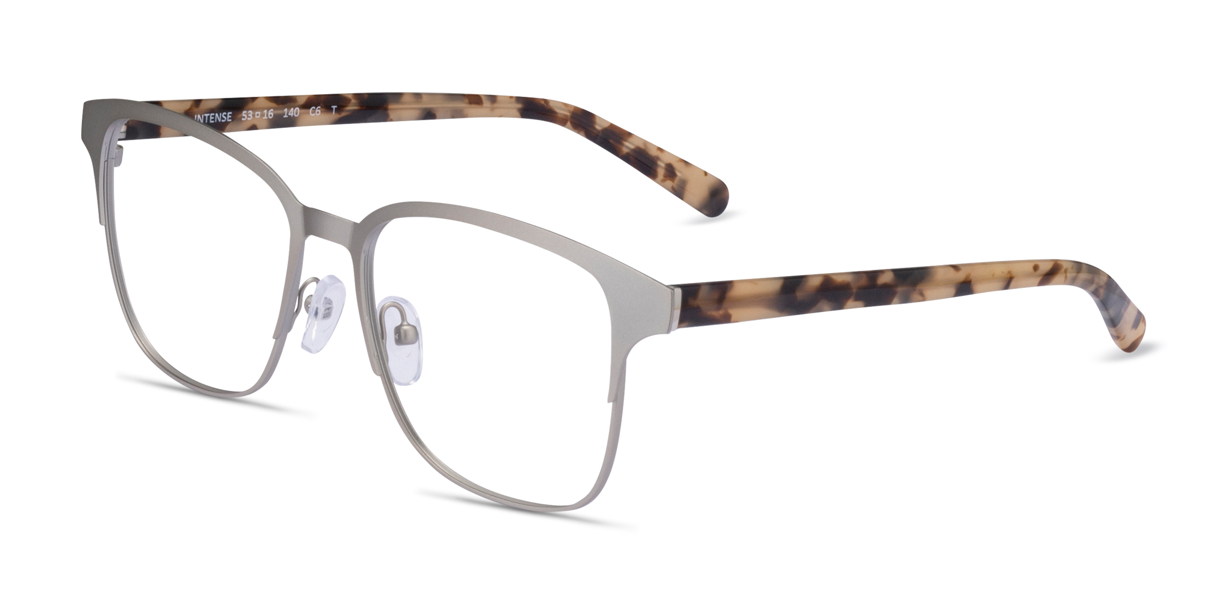 Intense Rectangle Matte Silver Tortoise Full Rim Eyeglasses ...