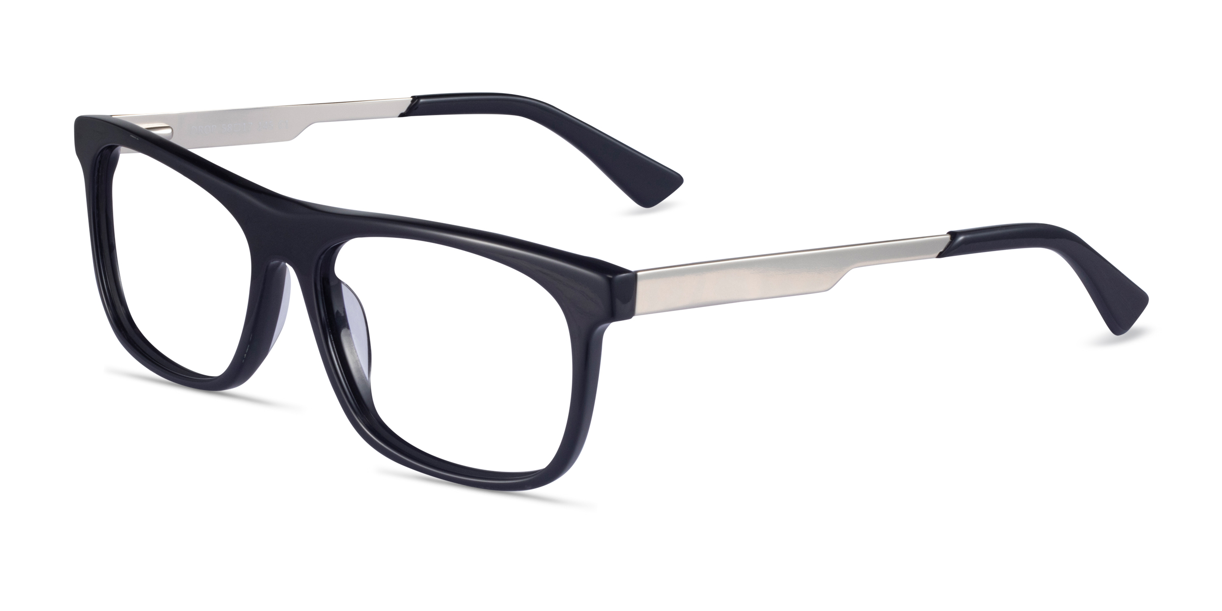 Drop Rectangle Dark Navy Silver Glasses for Men | Eyebuydirect