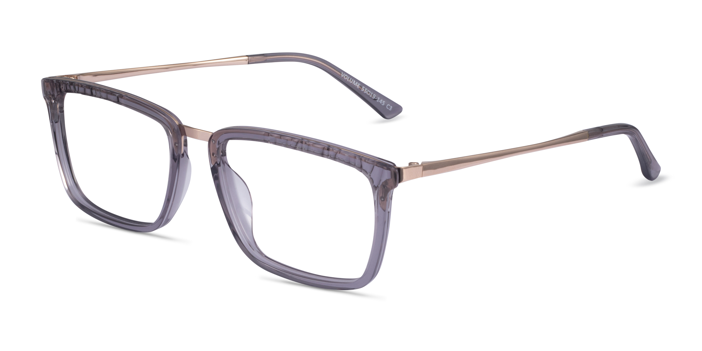 Volume Rectangle Clear Gray Glasses for Men | Eyebuydirect