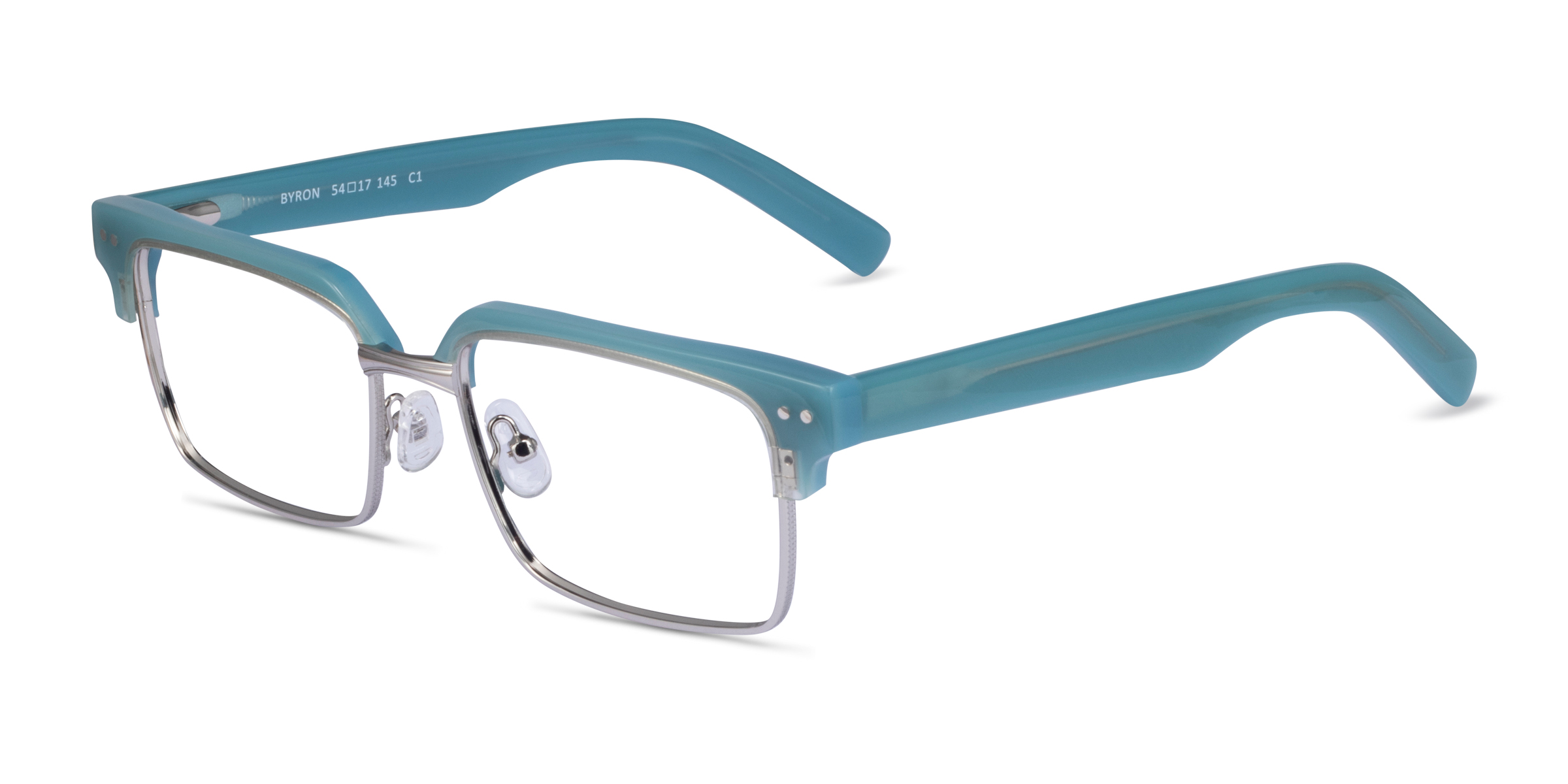 Byron Browline Blue Silver Glasses for Men | Eyebuydirect