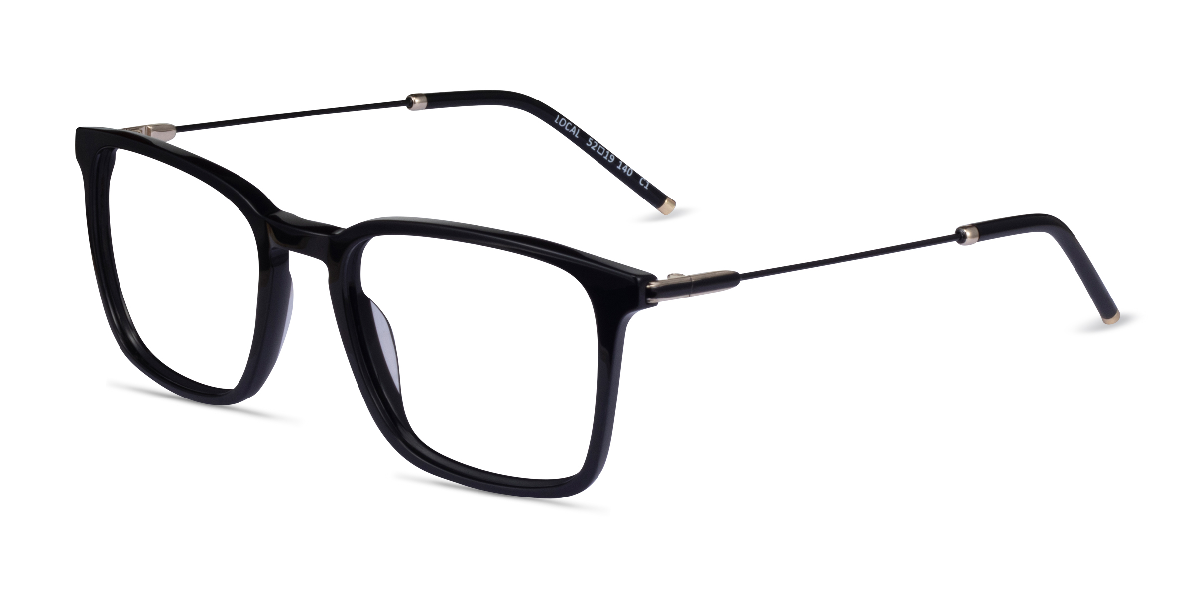 Local Rectangle Black Gold Full Rim Eyeglasses | Eyebuydirect