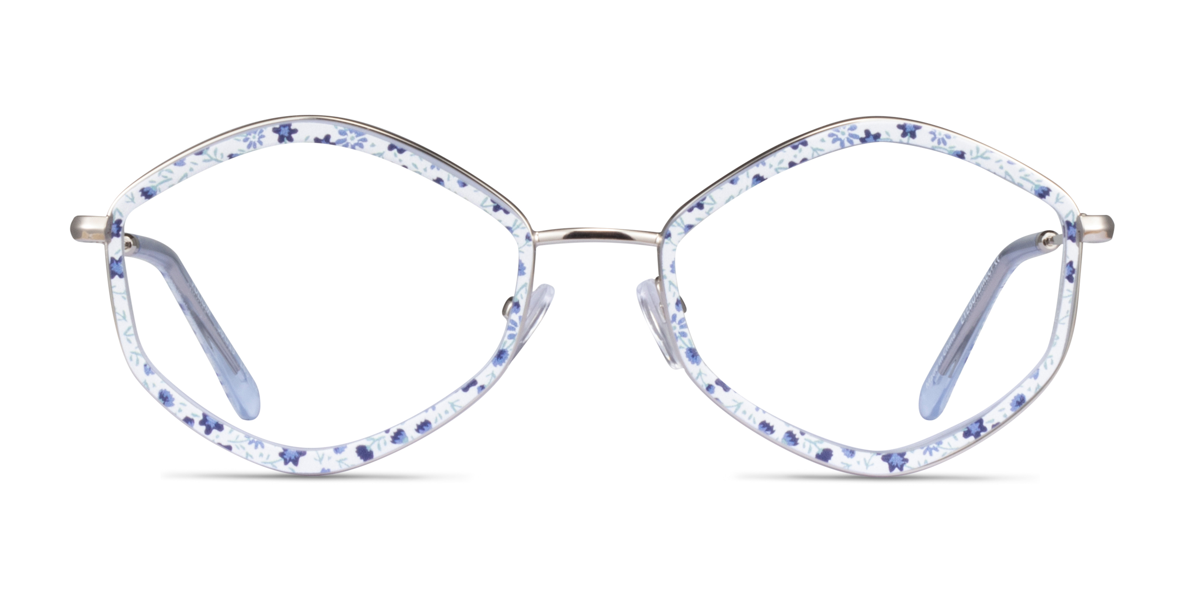 Folium Geometric Blue Floral Glasses for Women | Eyebuydirect