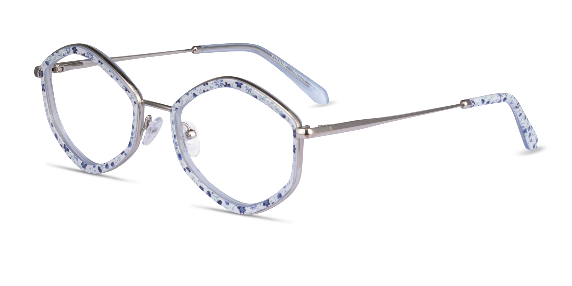 Folium Geometric Blue Floral Glasses for Women | Eyebuydirect