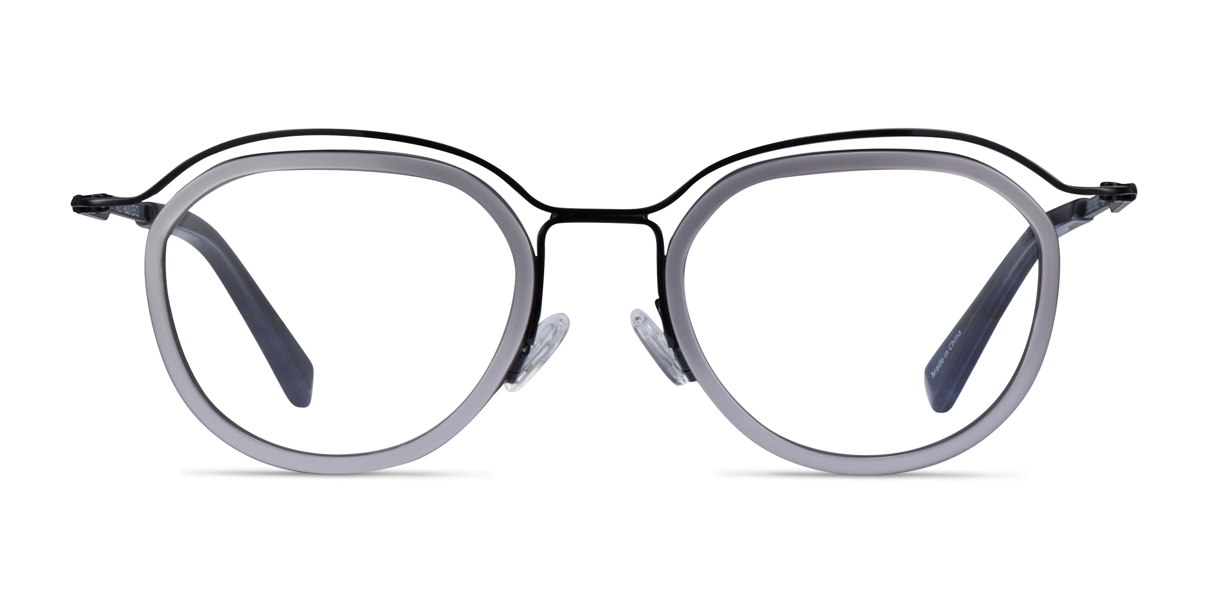 Facet Round Gray Black Glasses for Women | Eyebuydirect