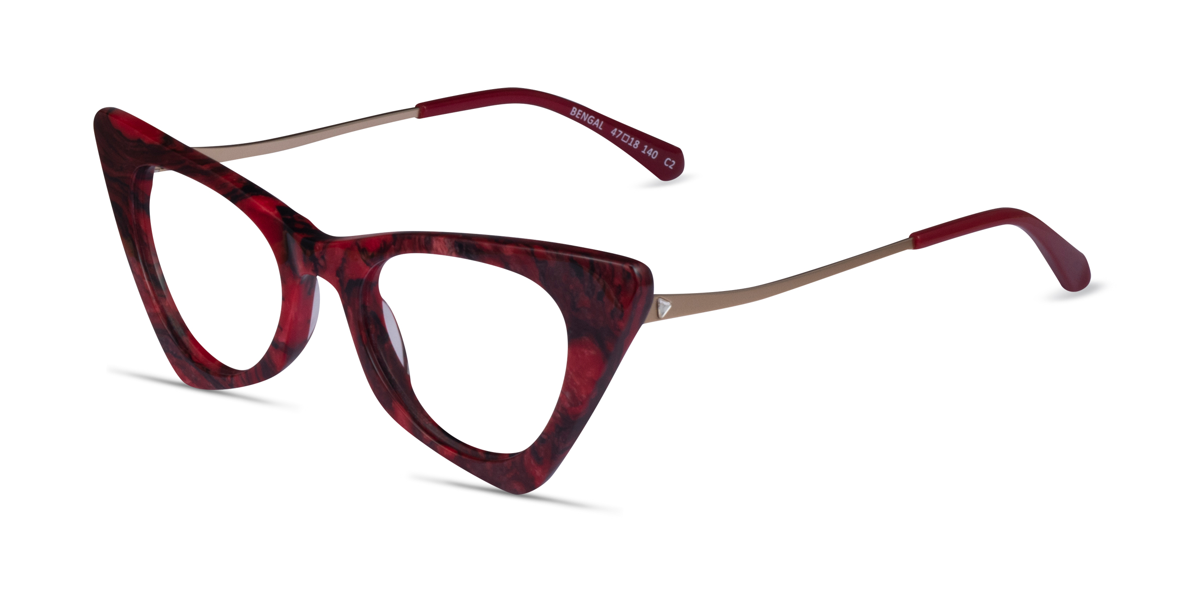 Bengal Cat Eye Red Floral Glasses for Women | Eyebuydirect