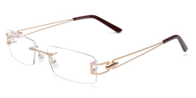 Halo Rectangle Golden Rimless Eyeglasses | Eyebuydirect