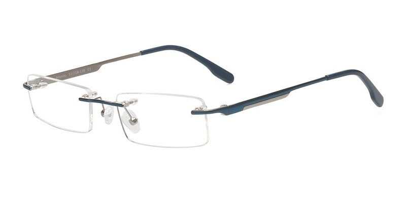 Alonzo - Rectangulaire Bleu Monture Lunettes de vue | Eyebuydirect France