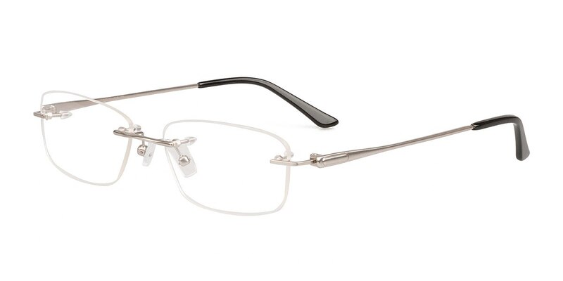 Benson Rectangle Silver Rimless Eyeglasses | Eyebuydirect Canada