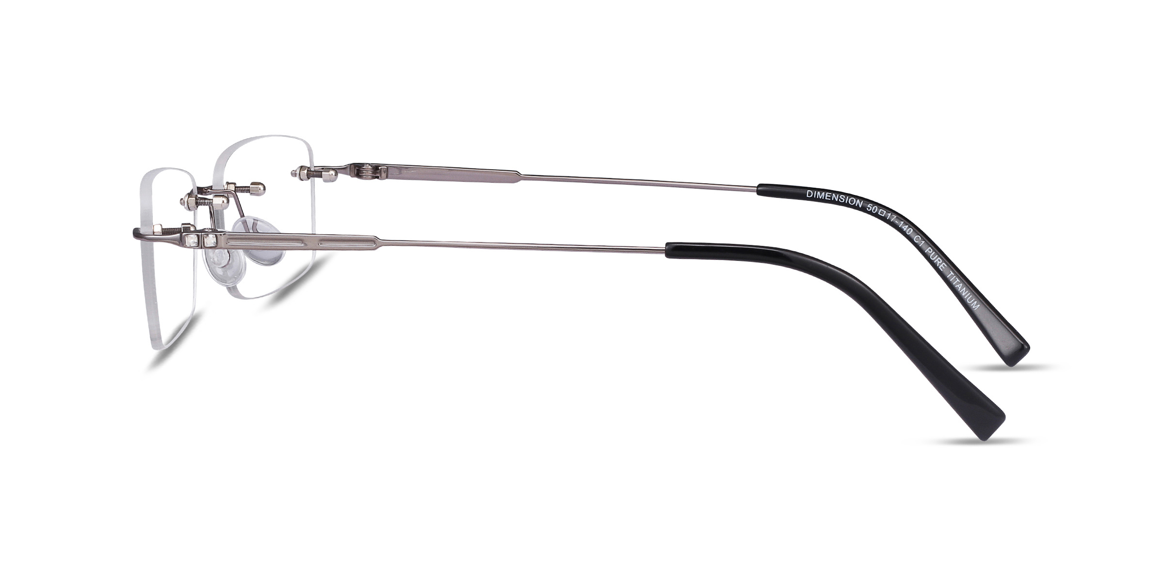 Dimension Rectangle Gunmetal Rimless Eyeglasses | Eyebuydirect