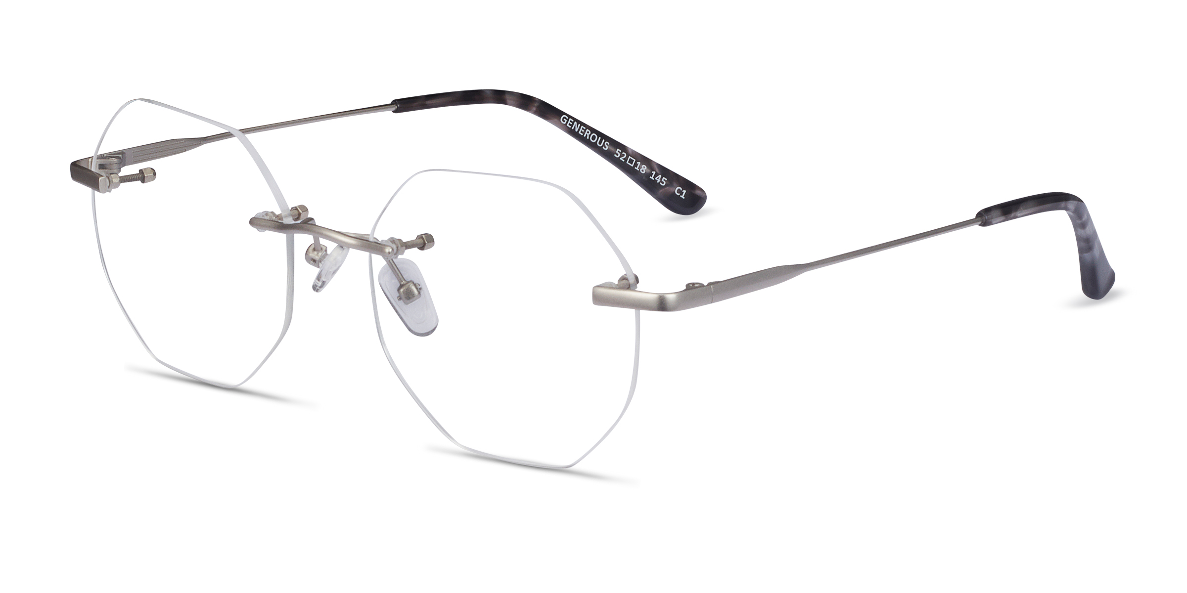 Generous Geometric Matte Silver Rimless Eyeglasses | Eyebuydirect
