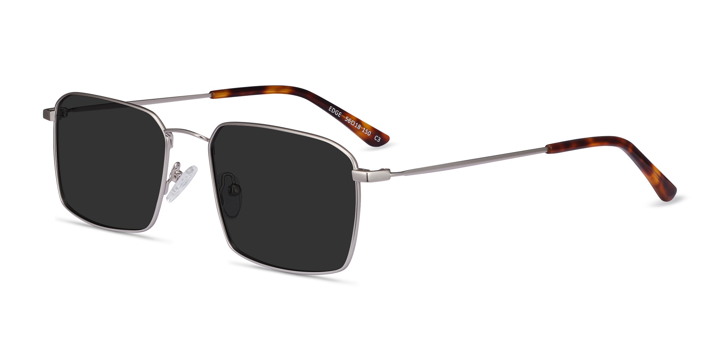 Edge Rectangle Silver Frame Sunglasses For Men Eyebuydirect