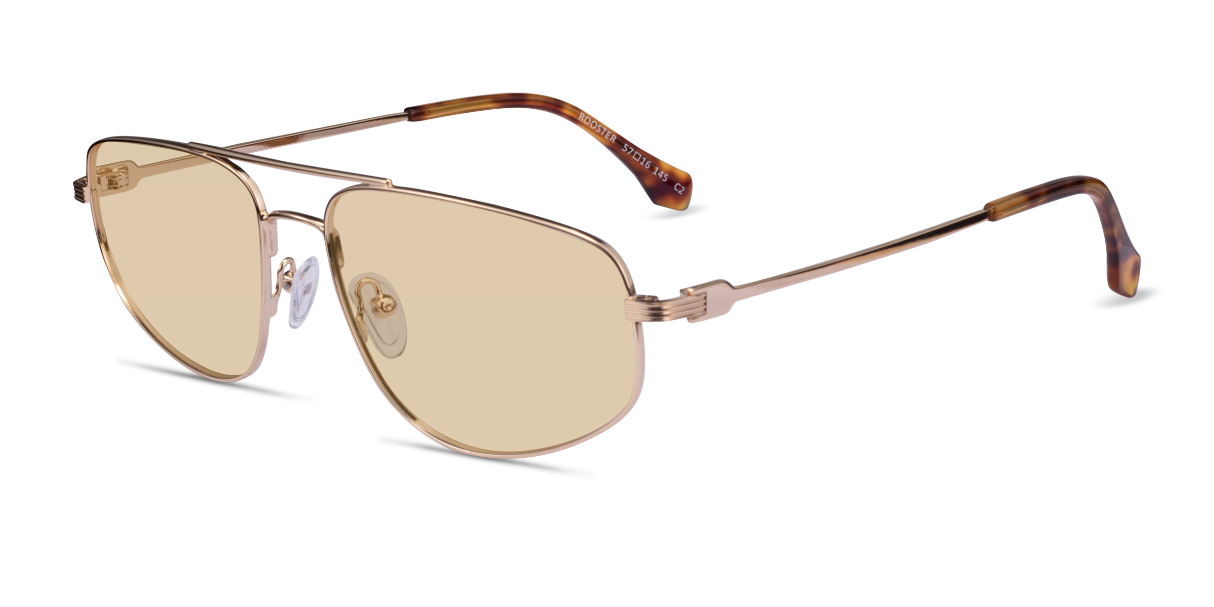 Rooster - Aviator Shiny Gold Frame Prescription Sunglasses | Eyebuydirect