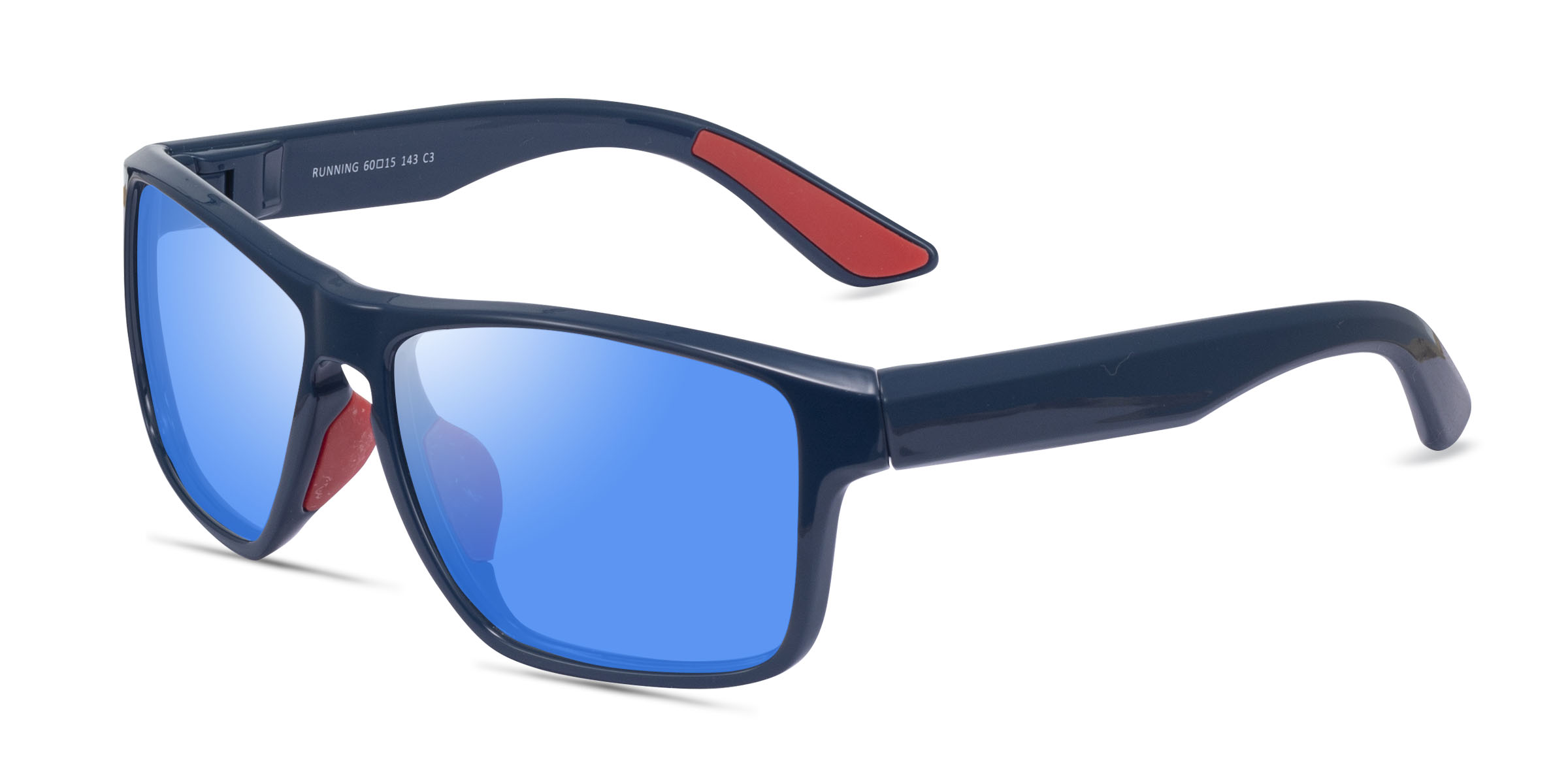 Running - Rectangle Blue Red Frame Sunglasses For Men | Eyebuydirect
