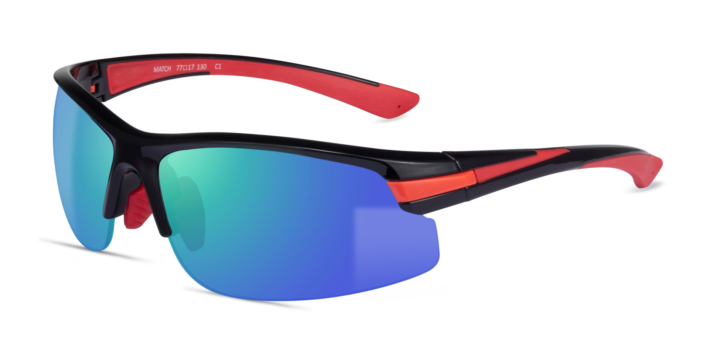 Match - Rectangle Black Red Frame Sunglasses For Men | Eyebuydirect
