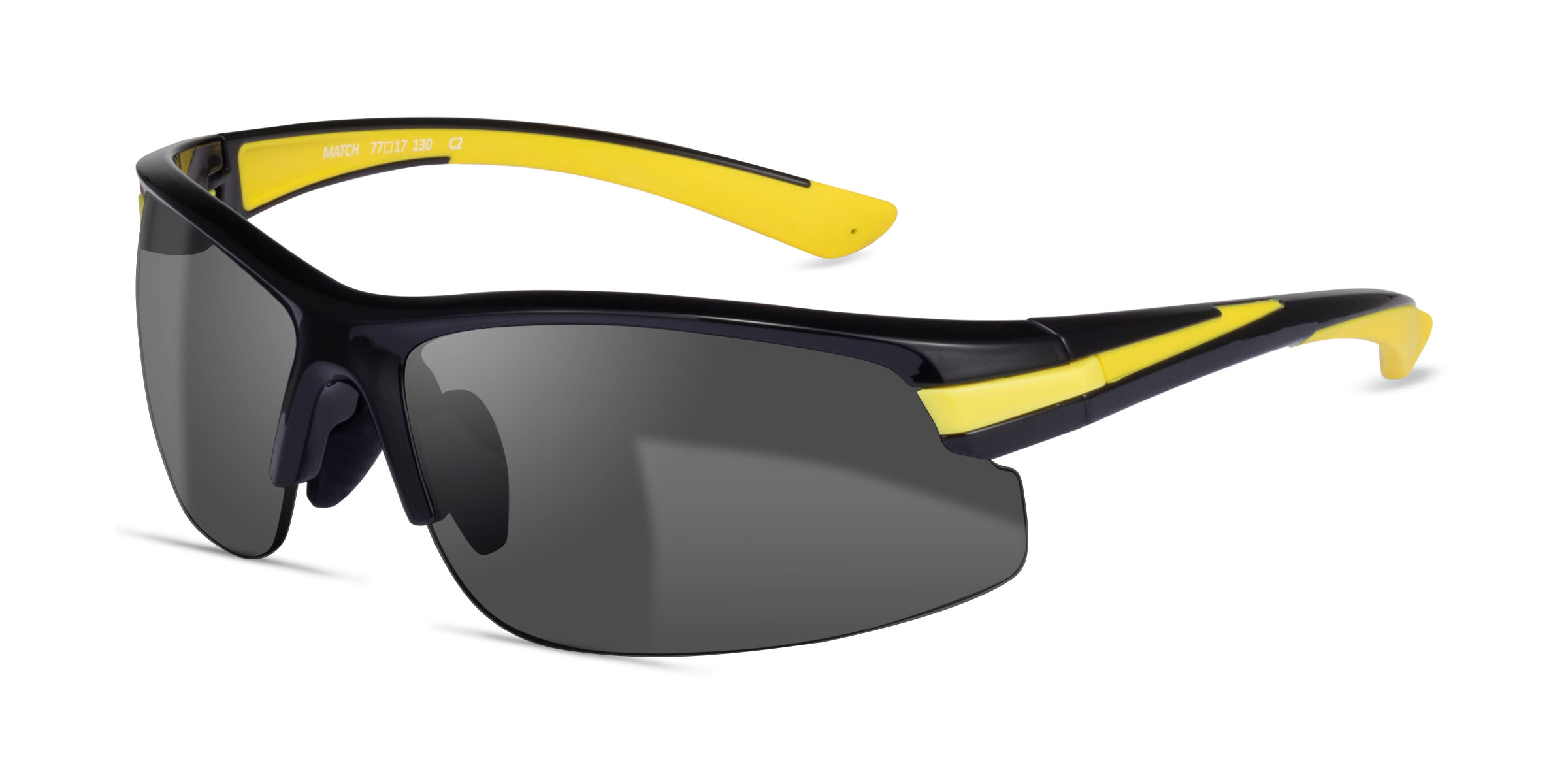 Match - Rectangle Black Yellow Frame Sunglasses For Men | Eyebuydirect