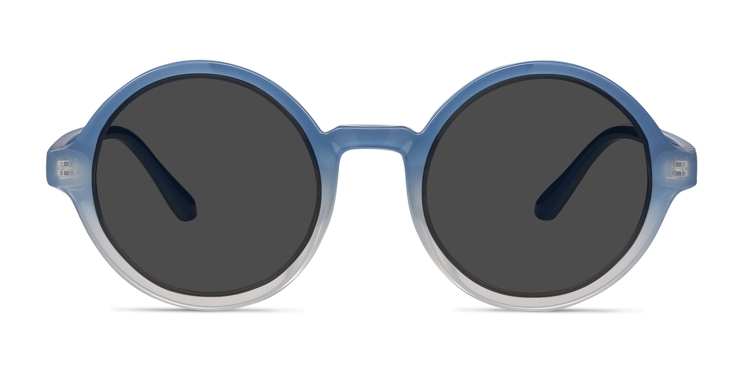 Solstice - Round Blue Clear Frame Prescription Sunglasses | Eyebuydirect