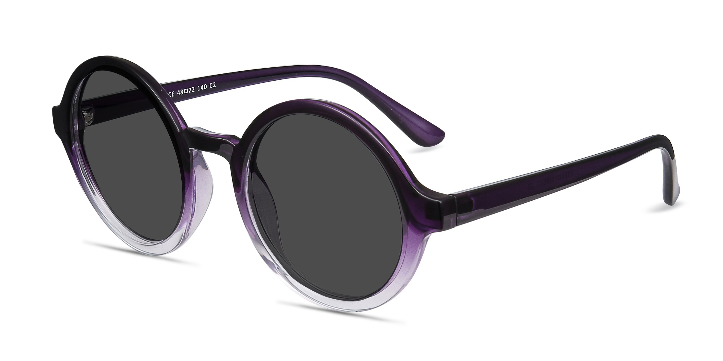 Solstice - Round Purple Clear Frame Prescription Sunglasses | Eyebuydirect