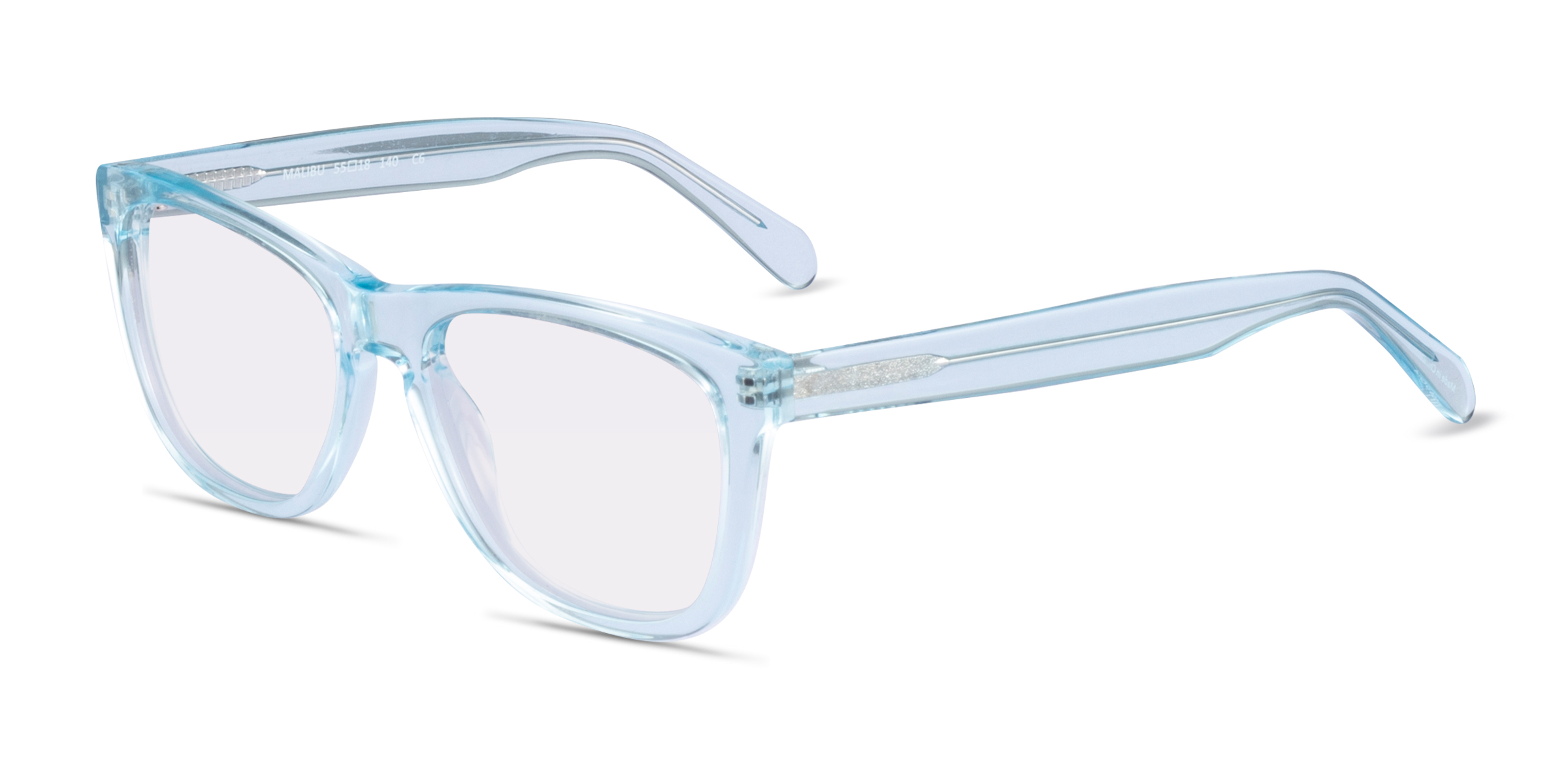 Malibu - Rectangle Clear Blue Frame Prescription Sunglasses | Eyebuydirect