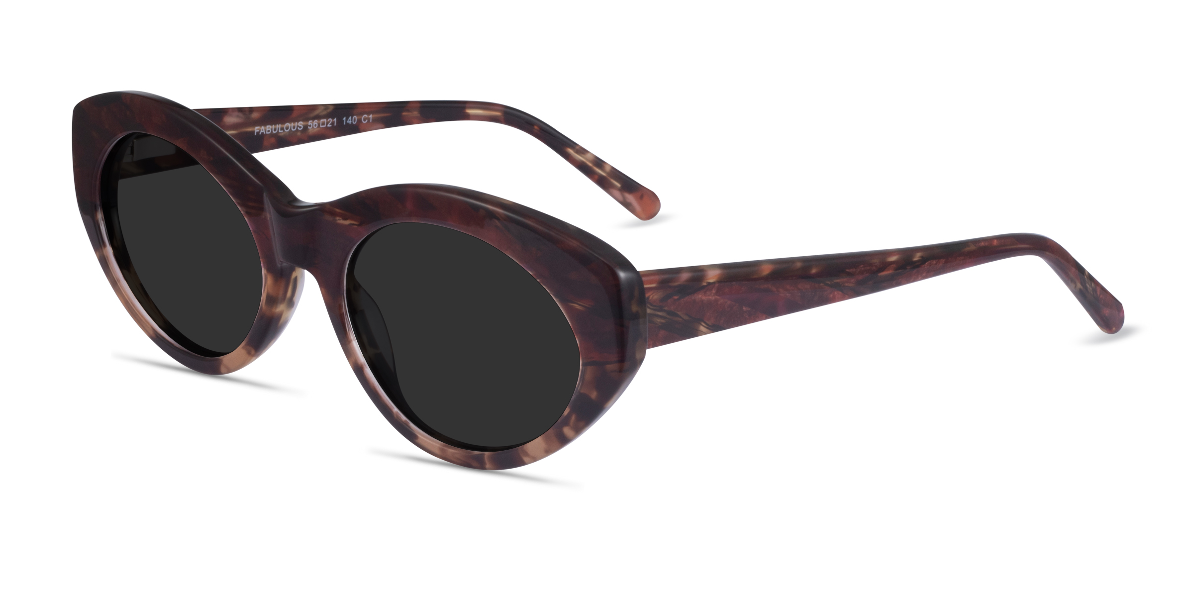 Fabulous - Cat Eye Striped Tortoise Frame Sunglasses For Women ...