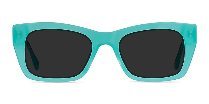 Because Rectangle Turquoise Frame Sunglasses For Women Eyebuydirect