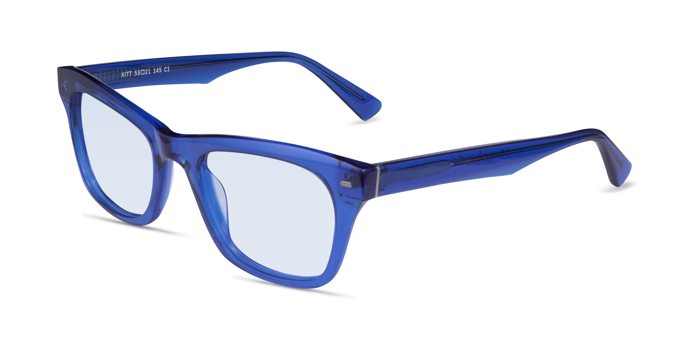 Kitt - Rectangle Crystal Dark Blue Frame Prescription Sunglasses ...