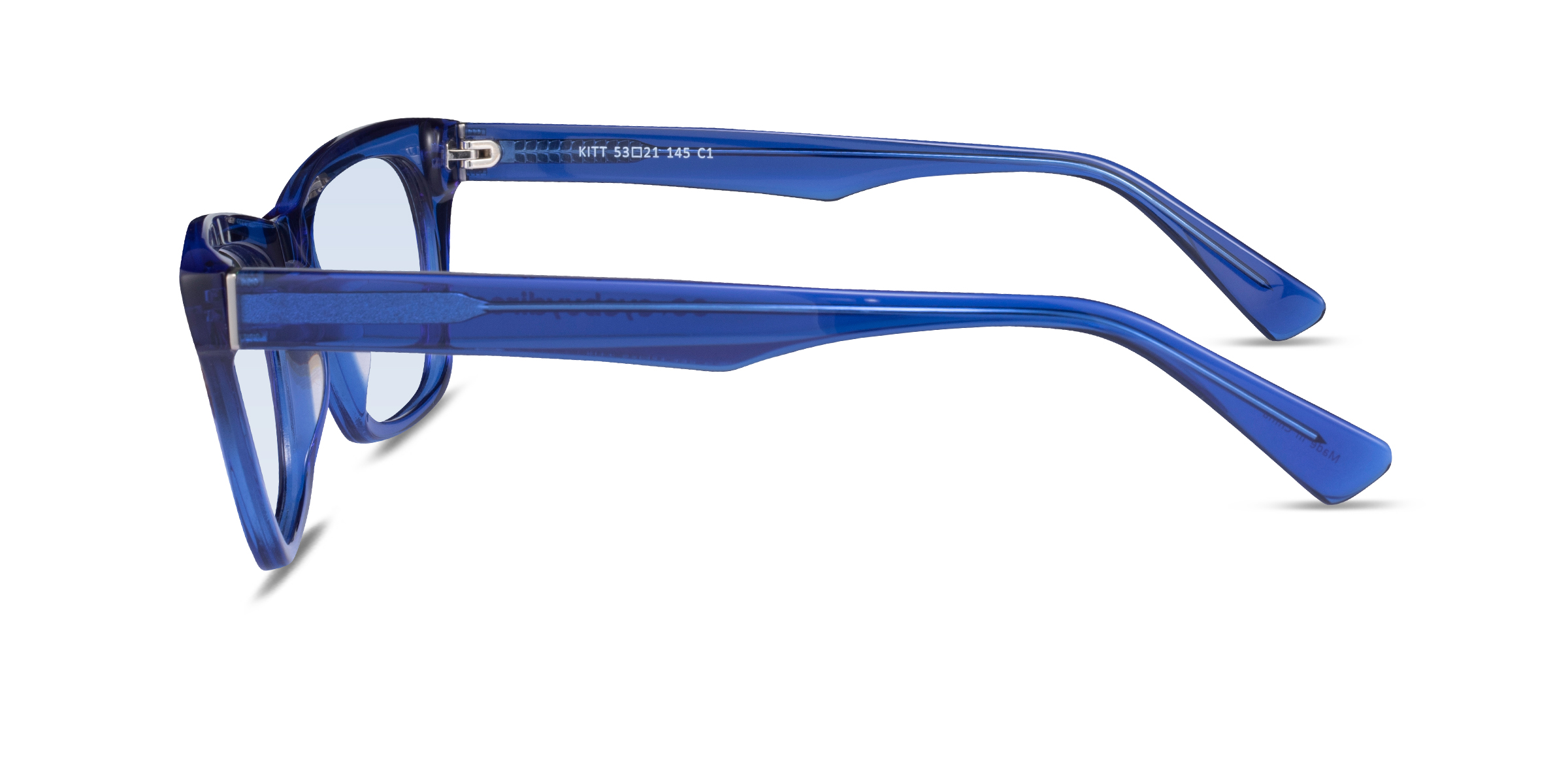 Kitt - Rectangle Crystal Dark Blue Frame Prescription Sunglasses ...
