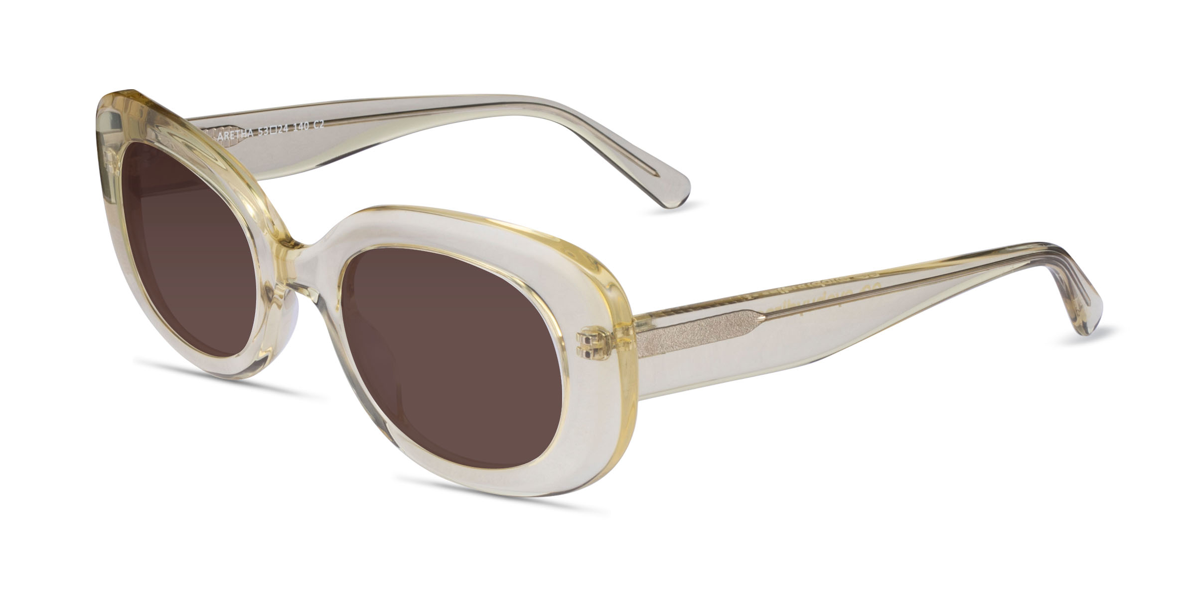 Aretha - Oval Crystal Light Yellow Frame Prescription Sunglasses ...