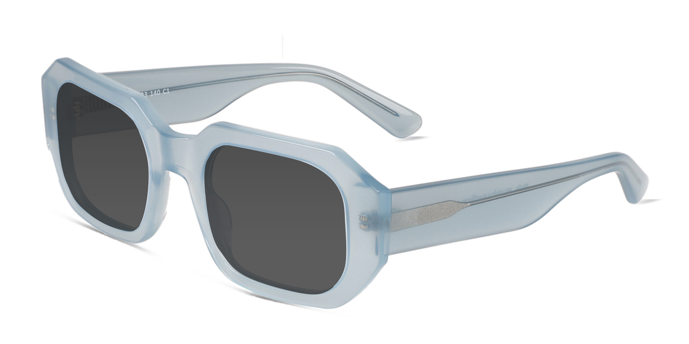 Lilia - Rectangle Milky Light Blue Frame Prescription Sunglasses ...