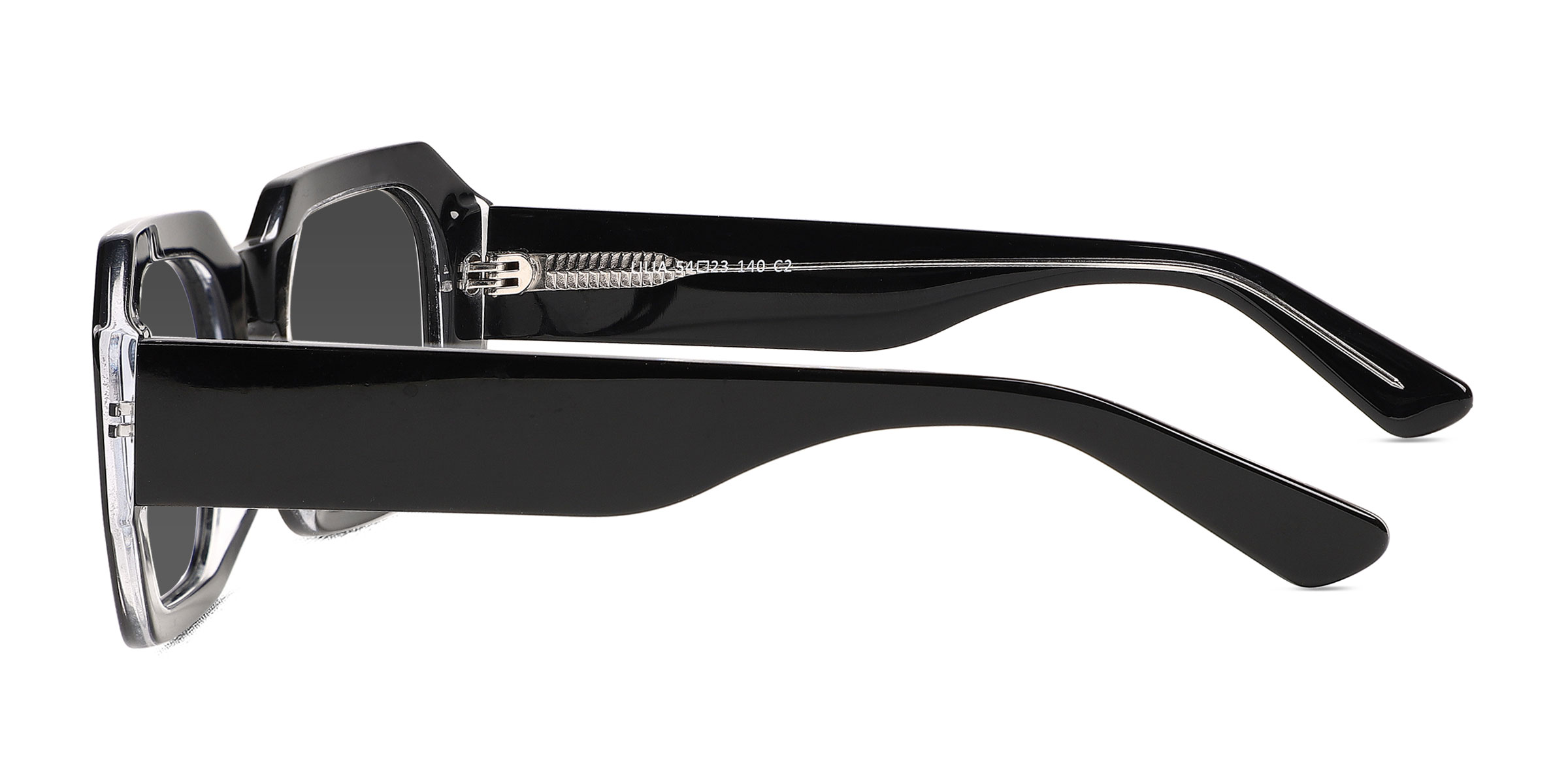 Lilia - Rectangle Black Crystal Frame Prescription Sunglasses ...