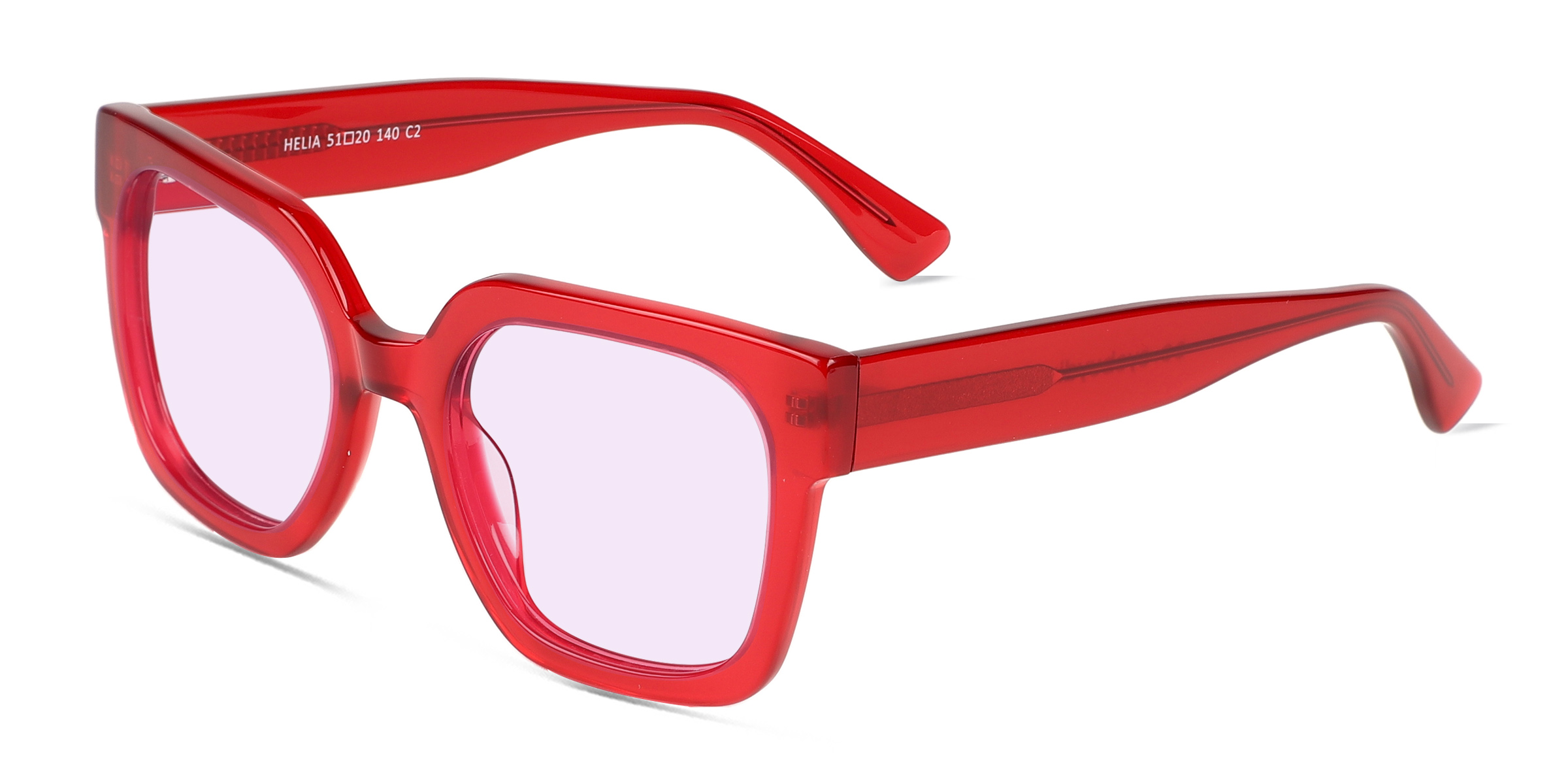 Helia - Square Crystal Red Frame Prescription Sunglasses | Eyebuydirect