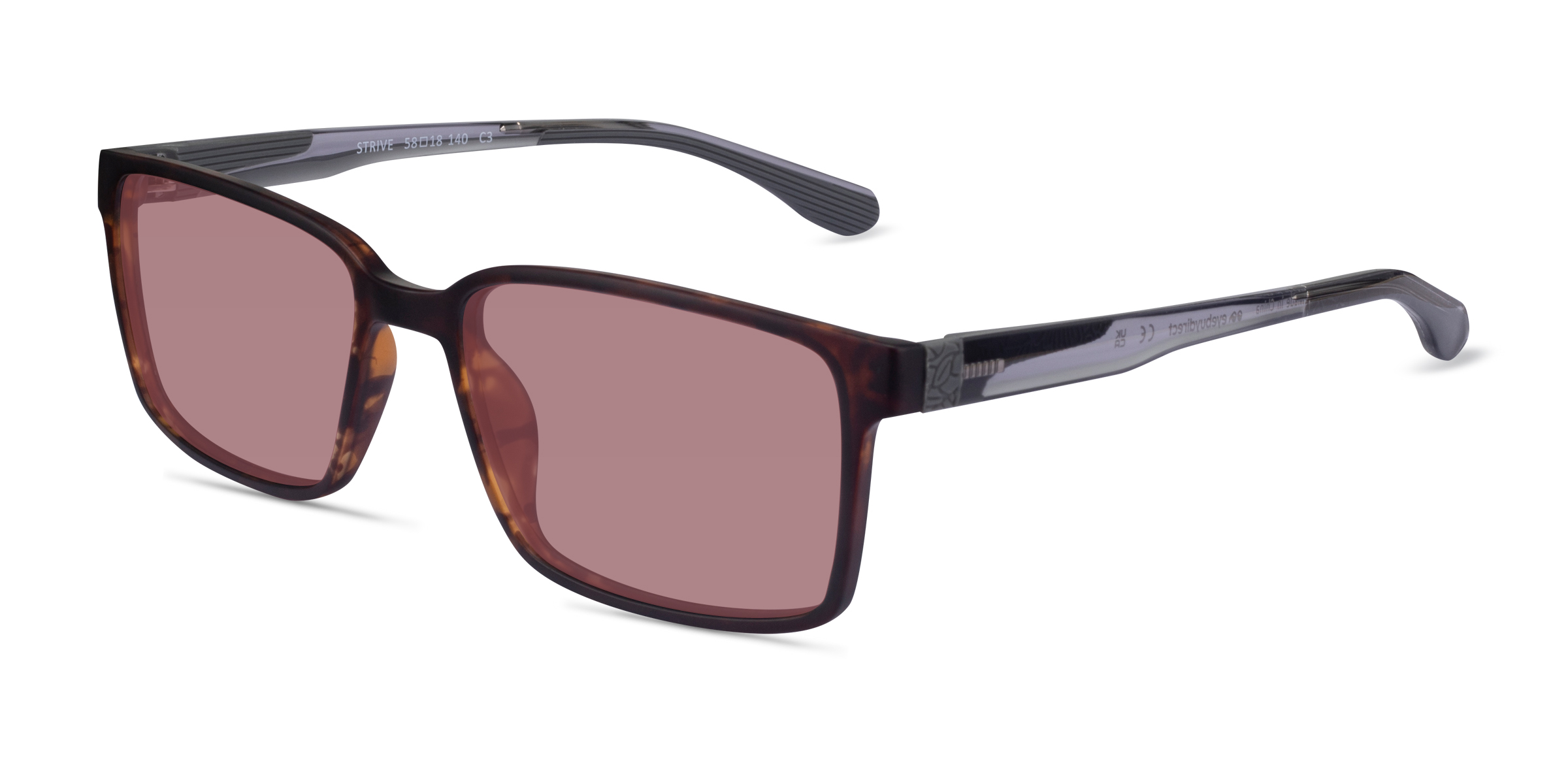 Strive - Rectangle Tortoise Gray Frame Prescription Sunglasses ...