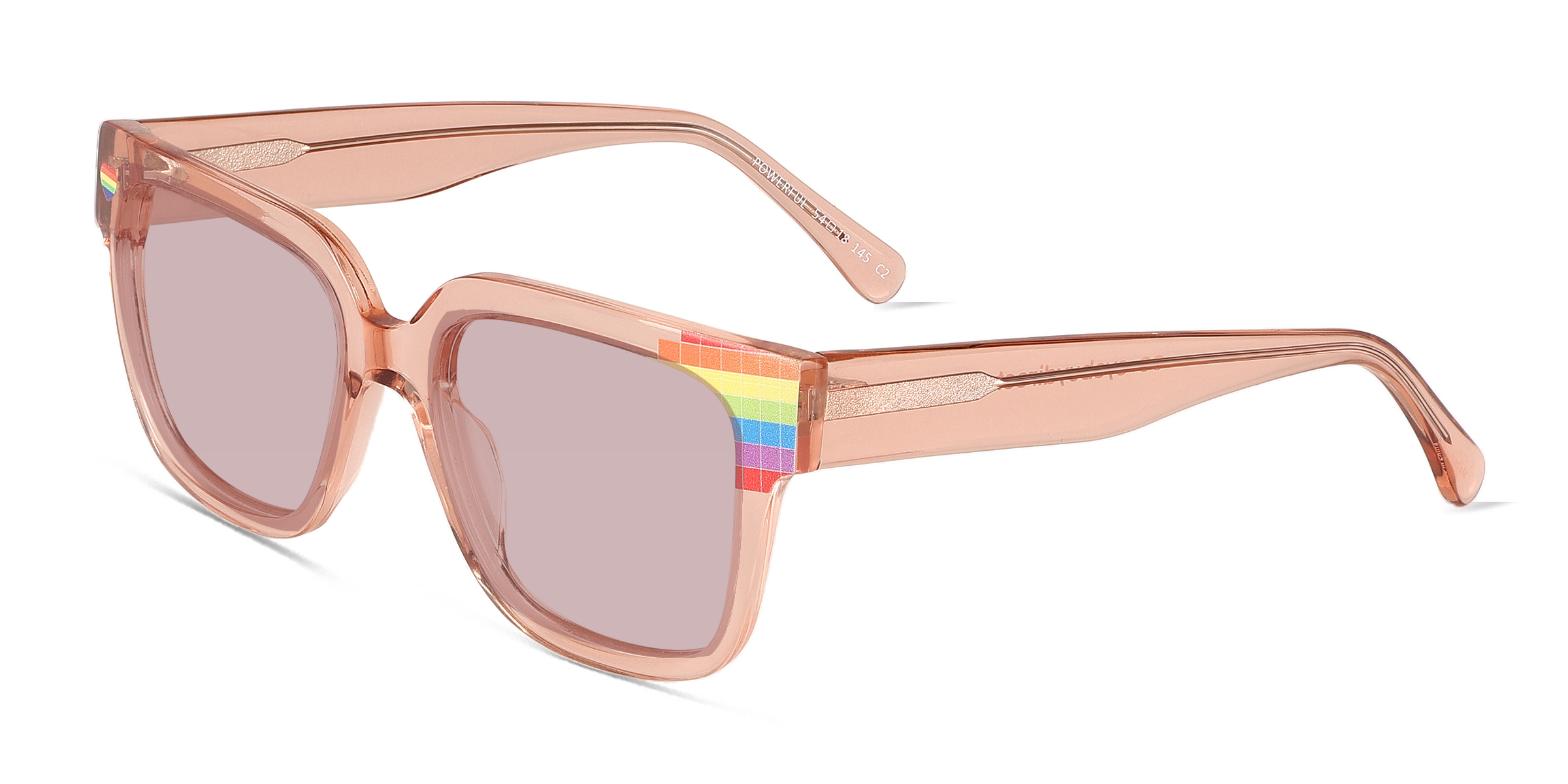 Powerful - Square Clear Champagne Frame Prescription Sunglasses ...
