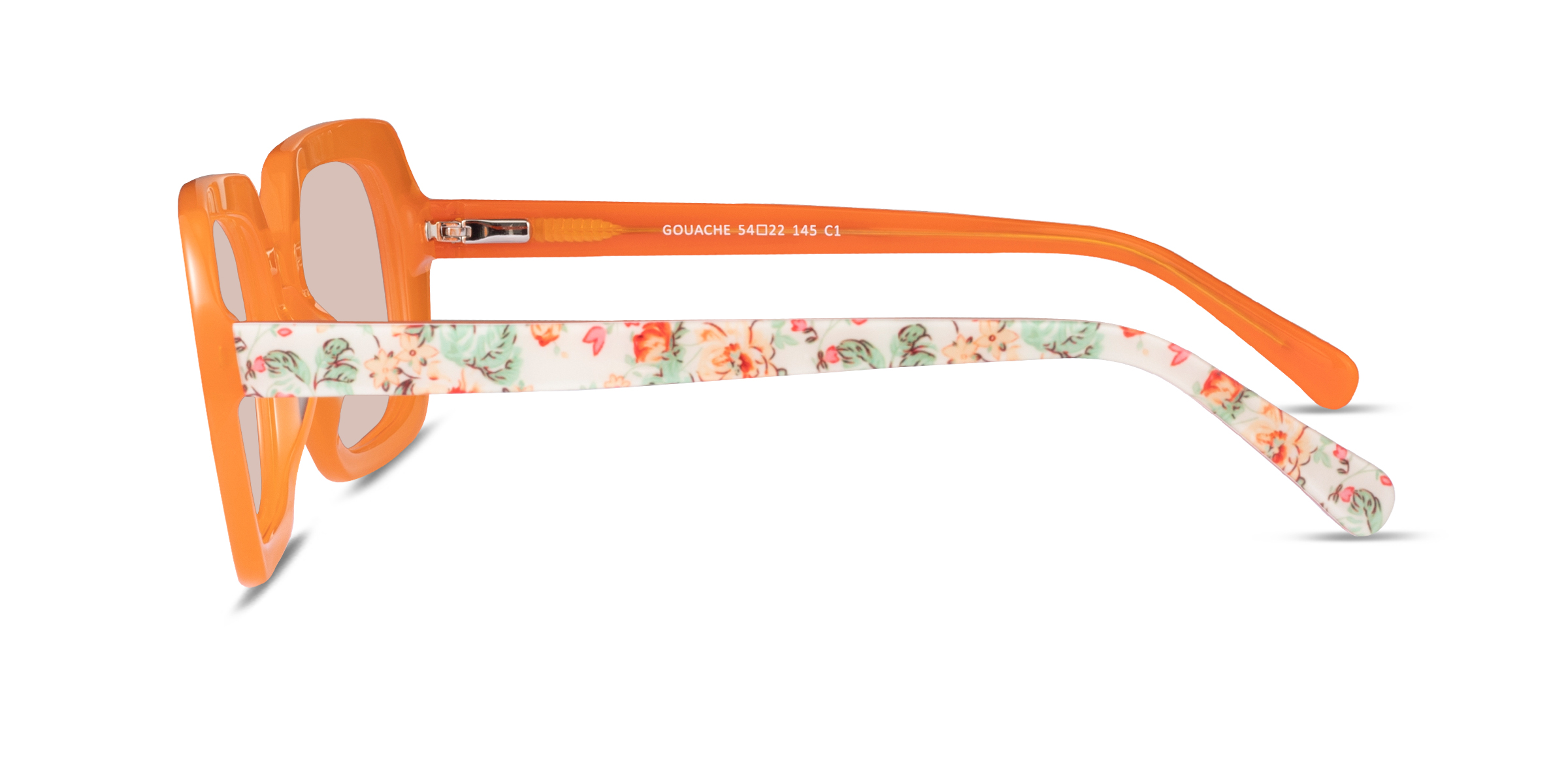 Gouache - Rectangle Milky Orange Flower Frame Sunglasses For Women ...