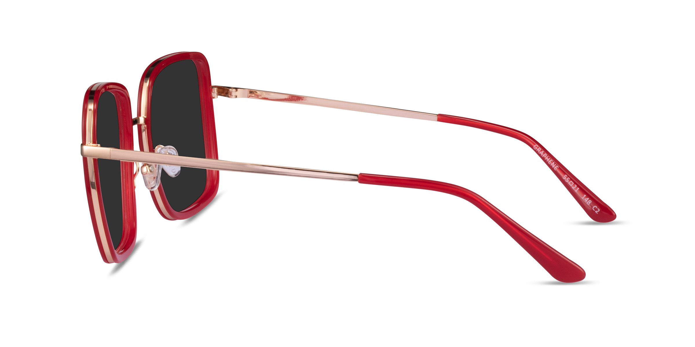Graphene - Square Red Gold Frame Sunglasses For Women | Eyebuydirect
