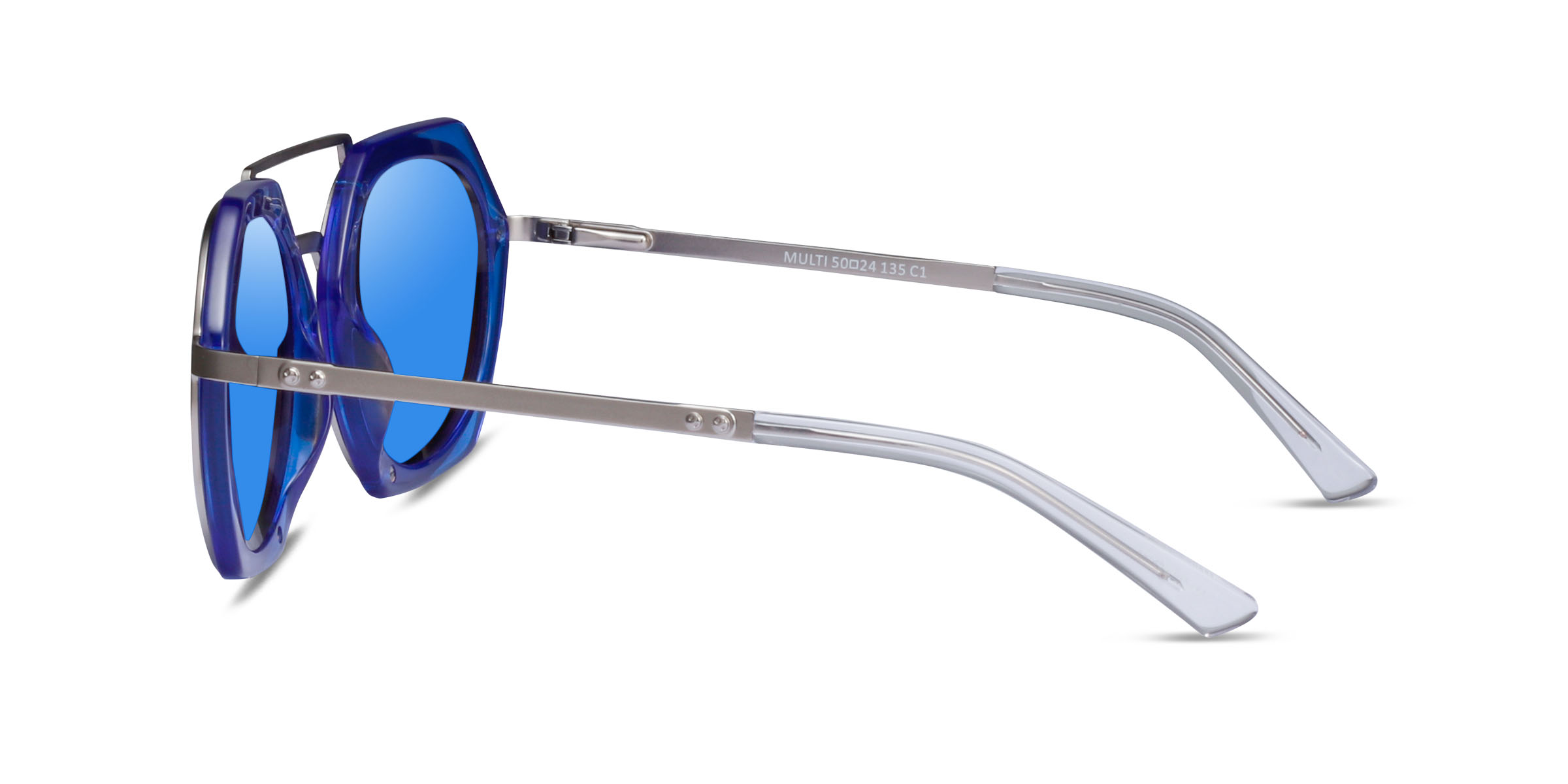 Multi - Geometric Blue Silver Frame Prescription Sunglasses | Eyebuydirect