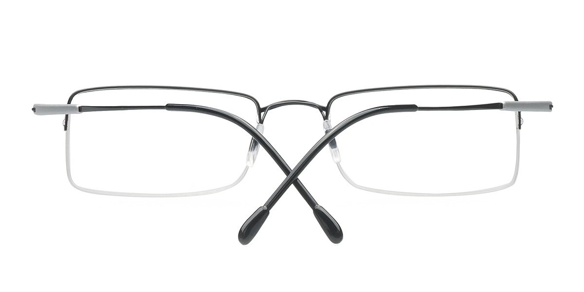 Ari Rectangle Black Semi Rimless Eyeglasses | Eyebuydirect Canada