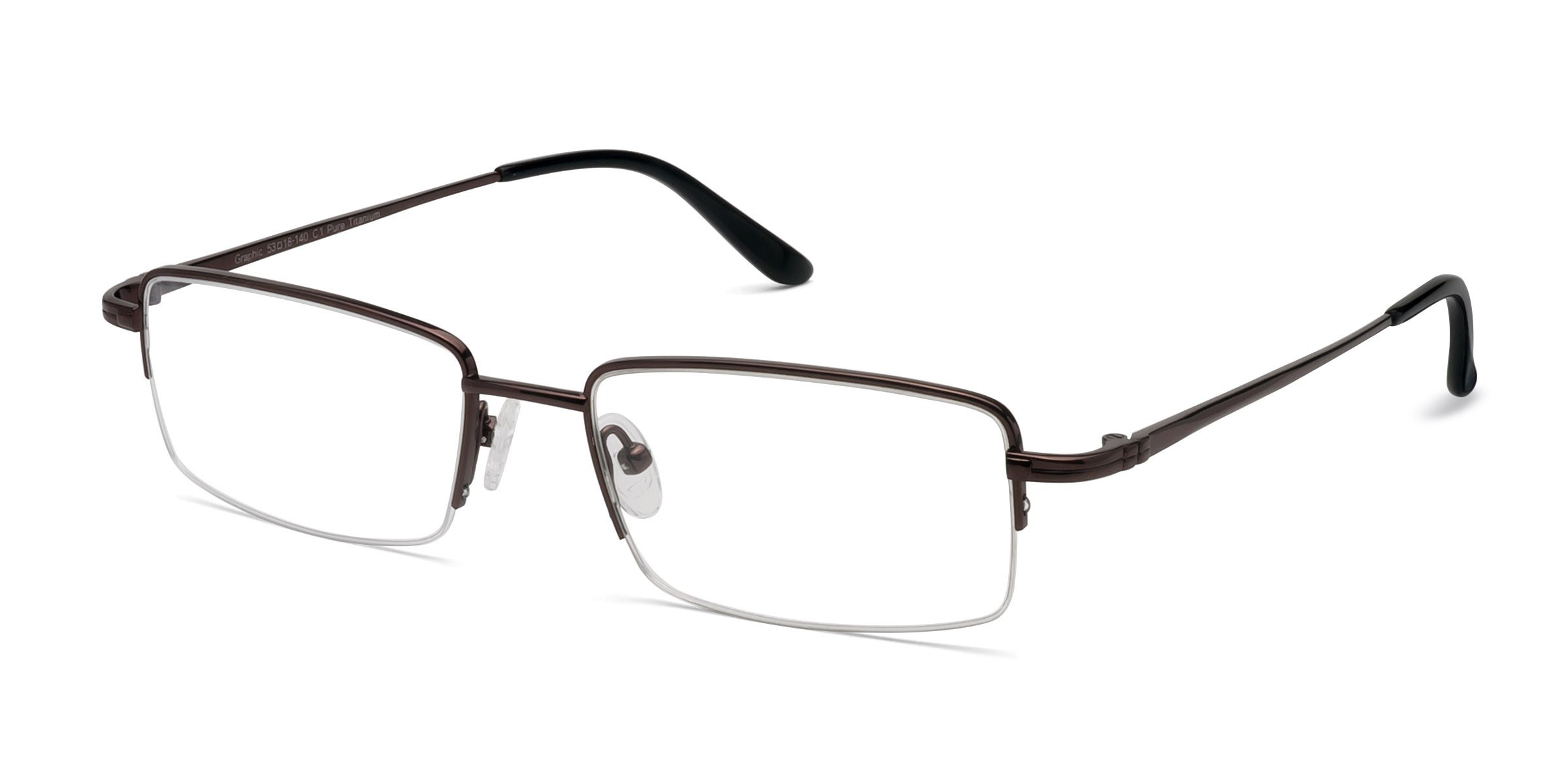 Graphic Rectangle Coffee Semi Rimless Eyeglasses | Eyebuydirect
