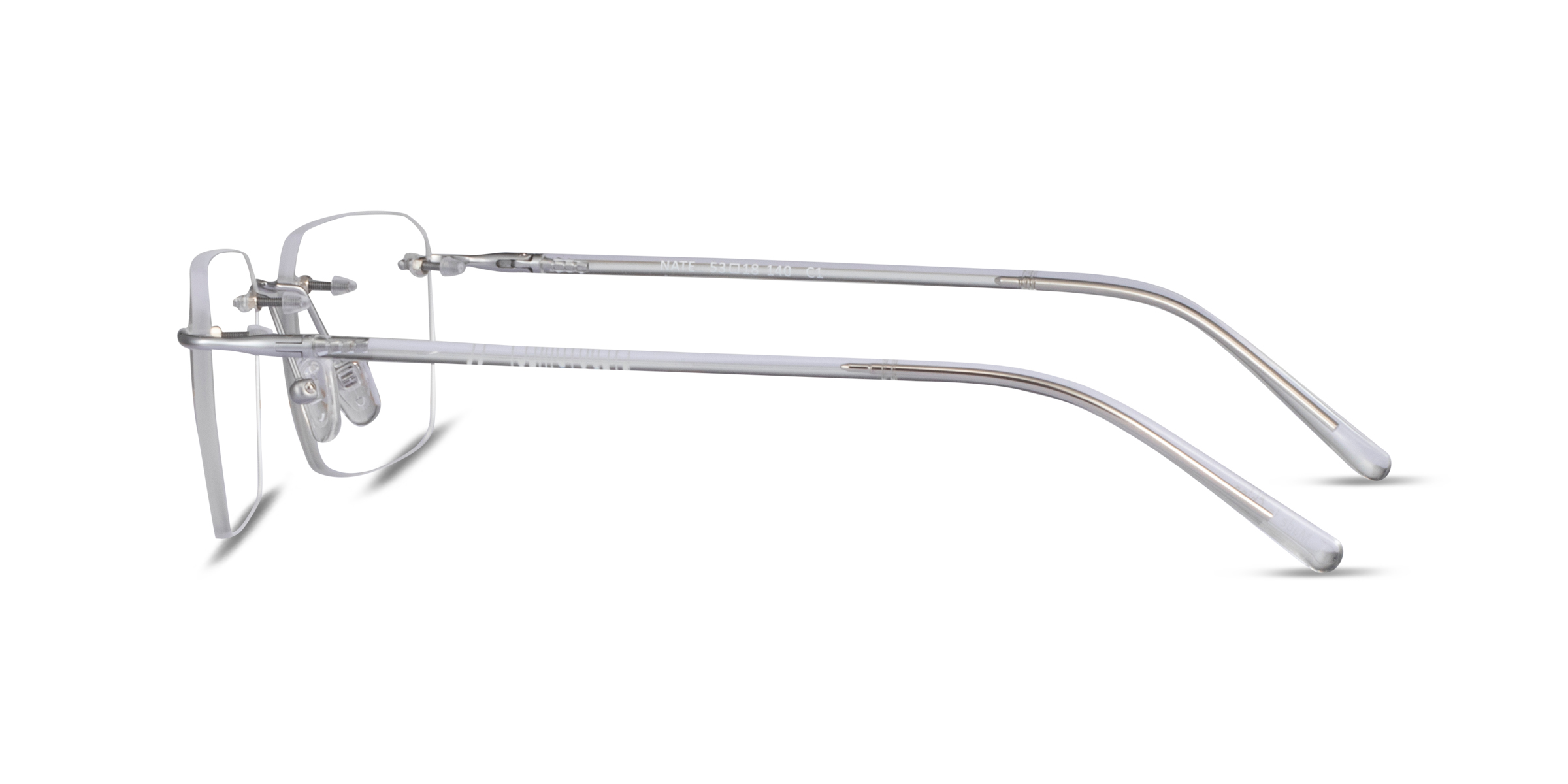 Nate Rectangle Silver Clear Rimless Eyeglasses | Eyebuydirect
