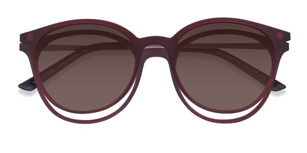 Alternative Clip-On Round Matte Burgundy Glasses for Women | Eyebuydirect