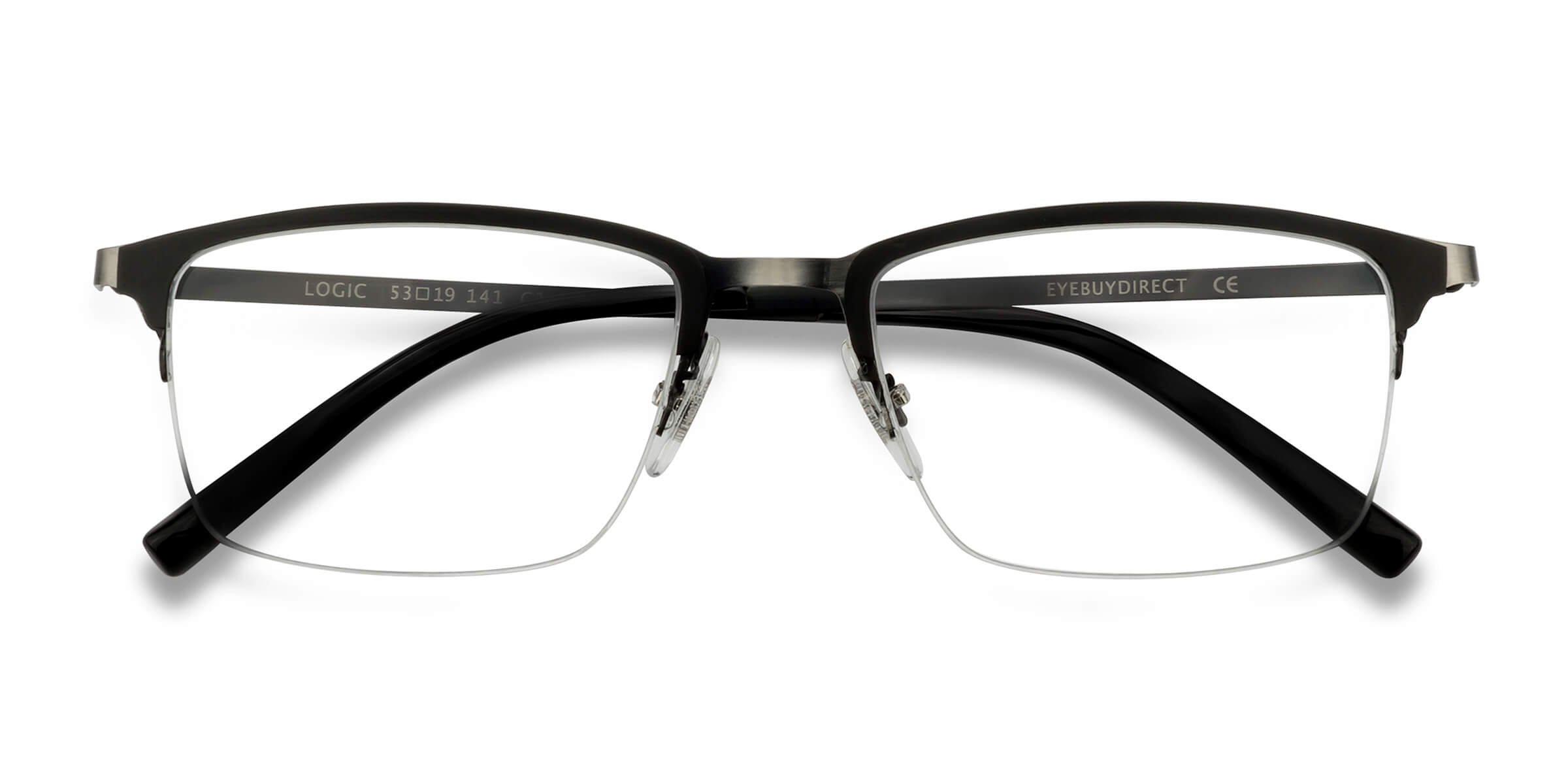 Logic Rectangle Matte Black Semi Rimless Eyeglasses | Eyebuydirect Canada
