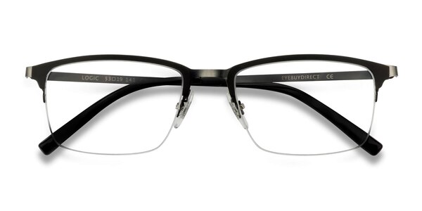 Logic Rectangle Matte Black Semi Rimless Eyeglasses | Eyebuydirect Canada