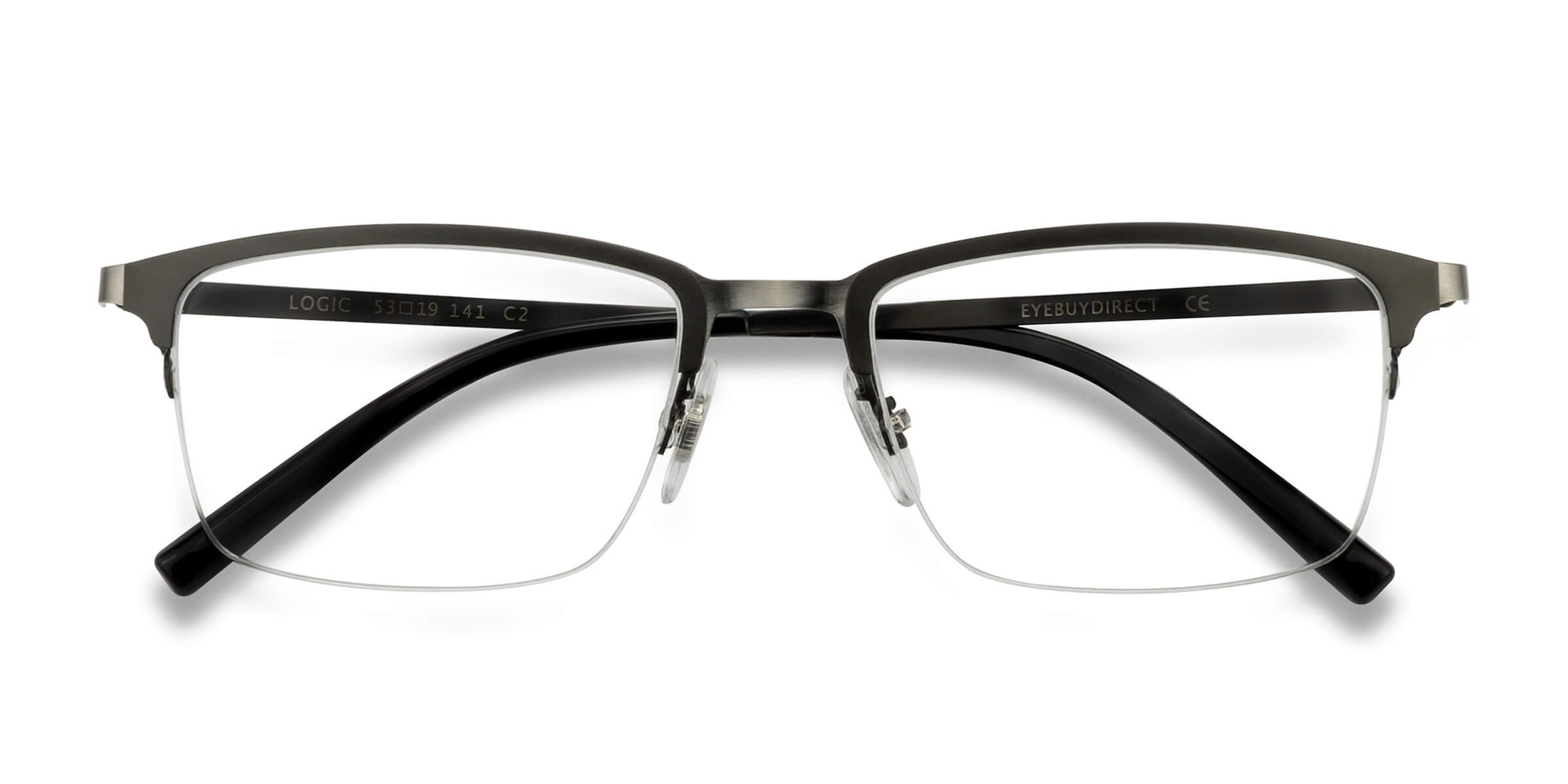 Logic Rectangle Matte Gray Semi Rimless Eyeglasses | Eyebuydirect Canada