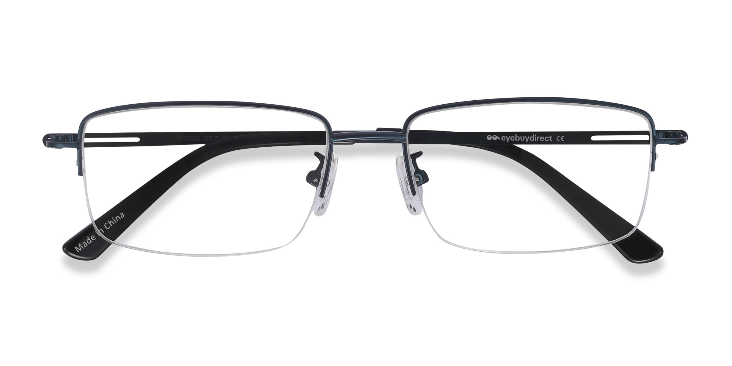 Studio Rectangle Navy Semi Rimless Eyeglasses | Eyebuydirect Canada