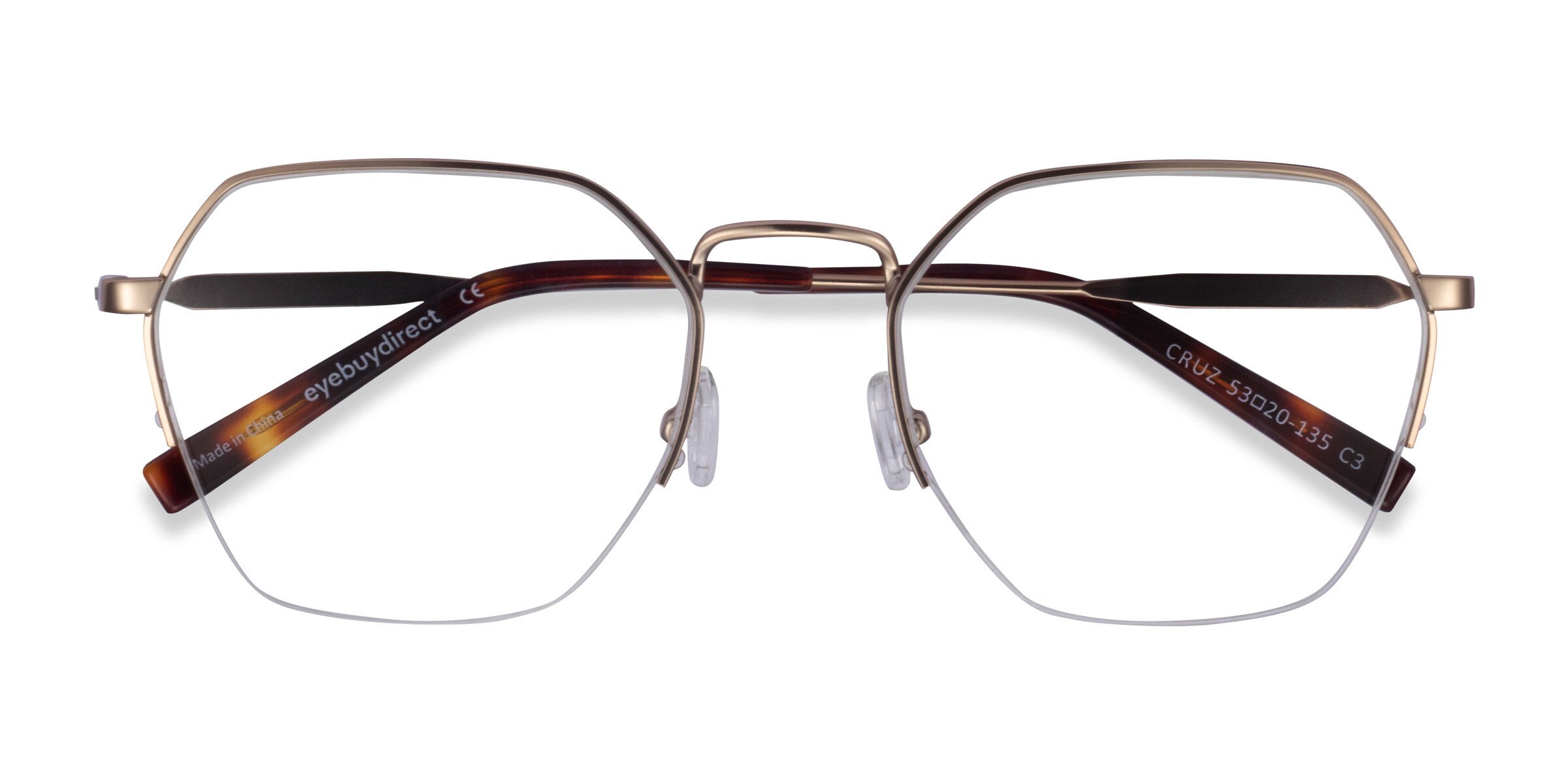 Cruz Square Rose Gold Semi Rimless Eyeglasses | Eyebuydirect