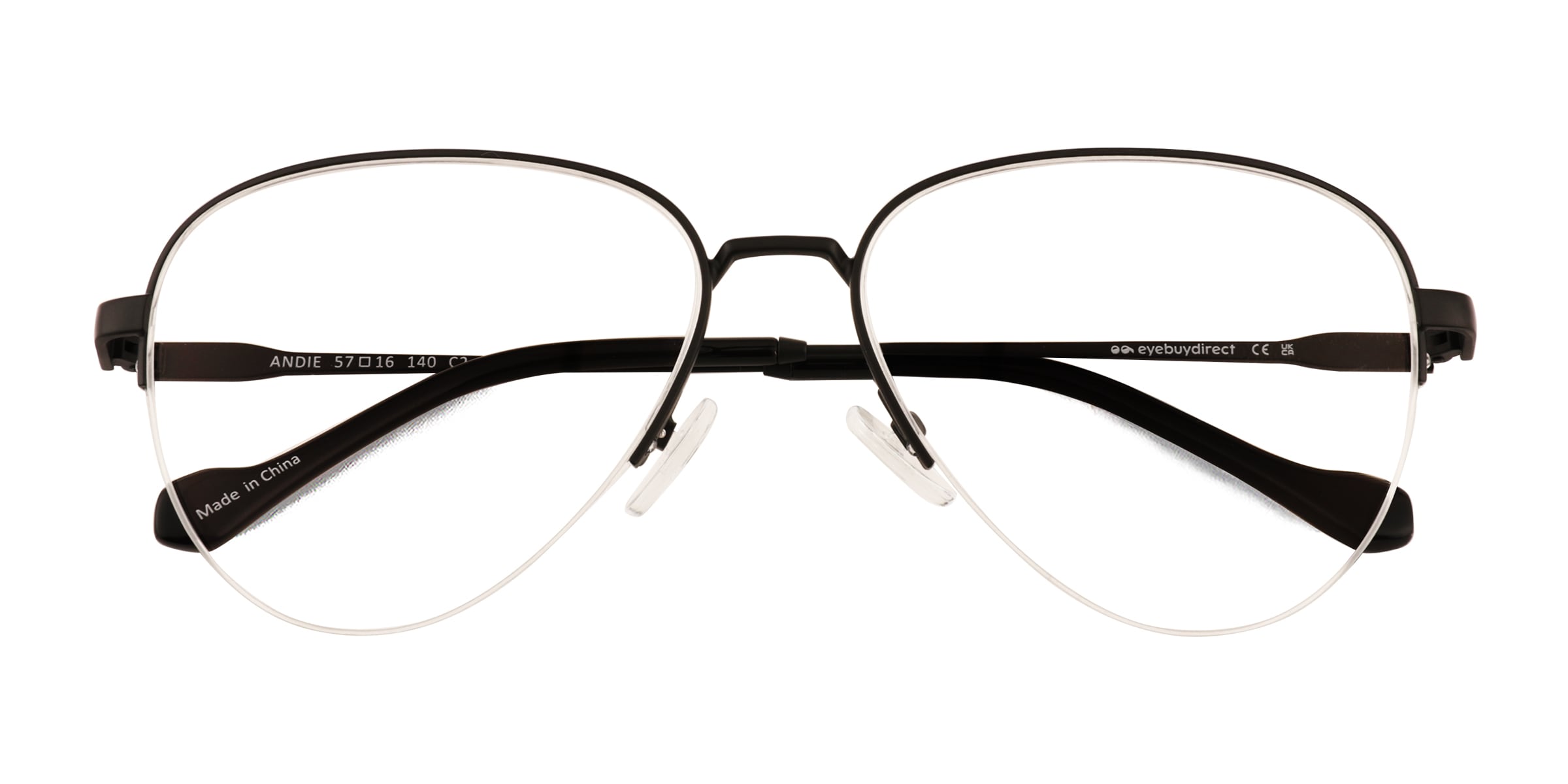 Andie Aviator Black Semi Rimless Eyeglasses | Eyebuydirect Canada