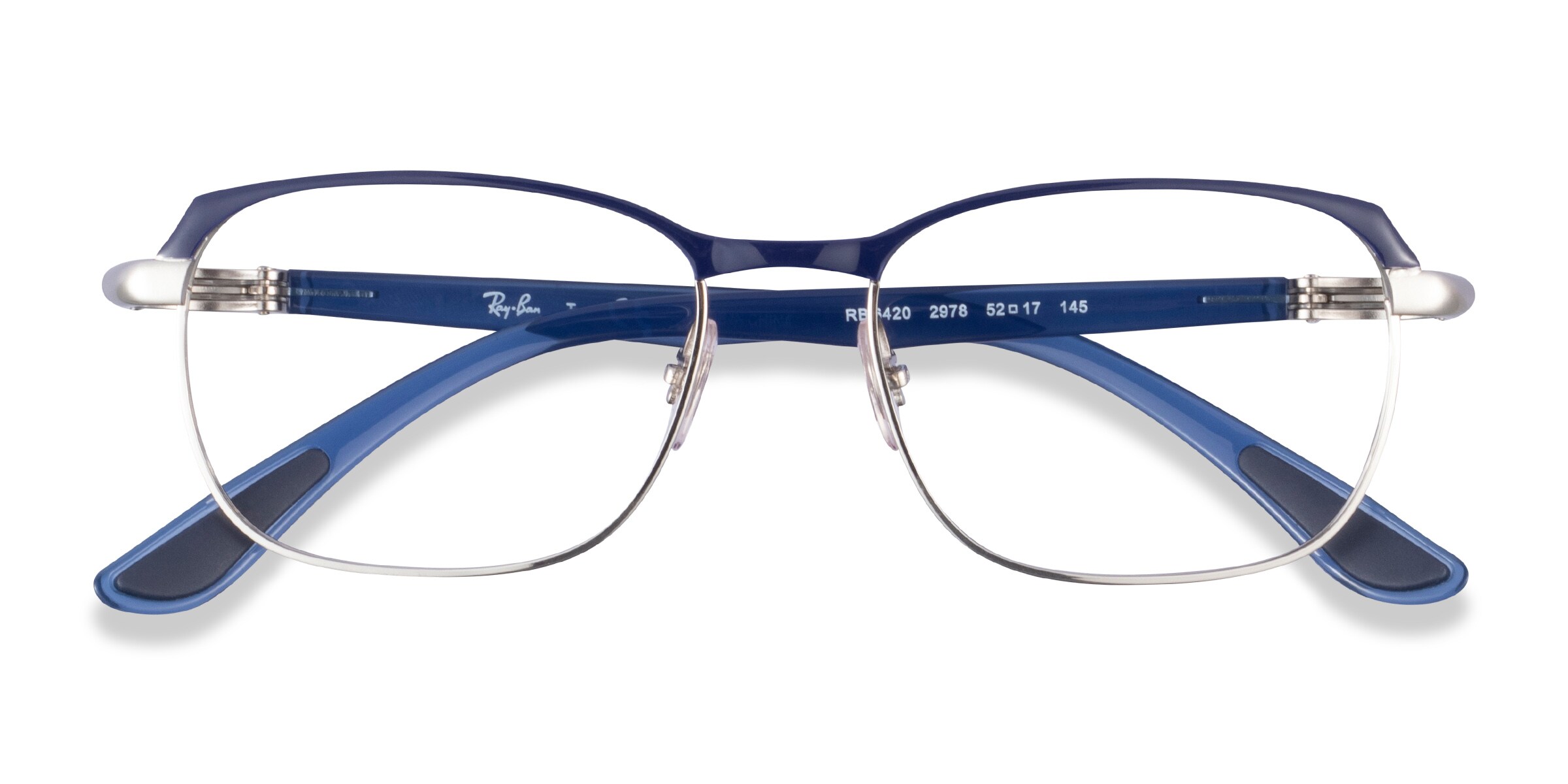 Ray-Ban RB6420 - Rectangle Blue Silver Frame Eyeglasses | Eyebuydirect