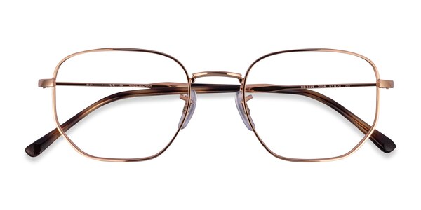 Ray-Ban RB6496 - Square Rose Gold Frame Eyeglasses | Eyebuydirect Canada